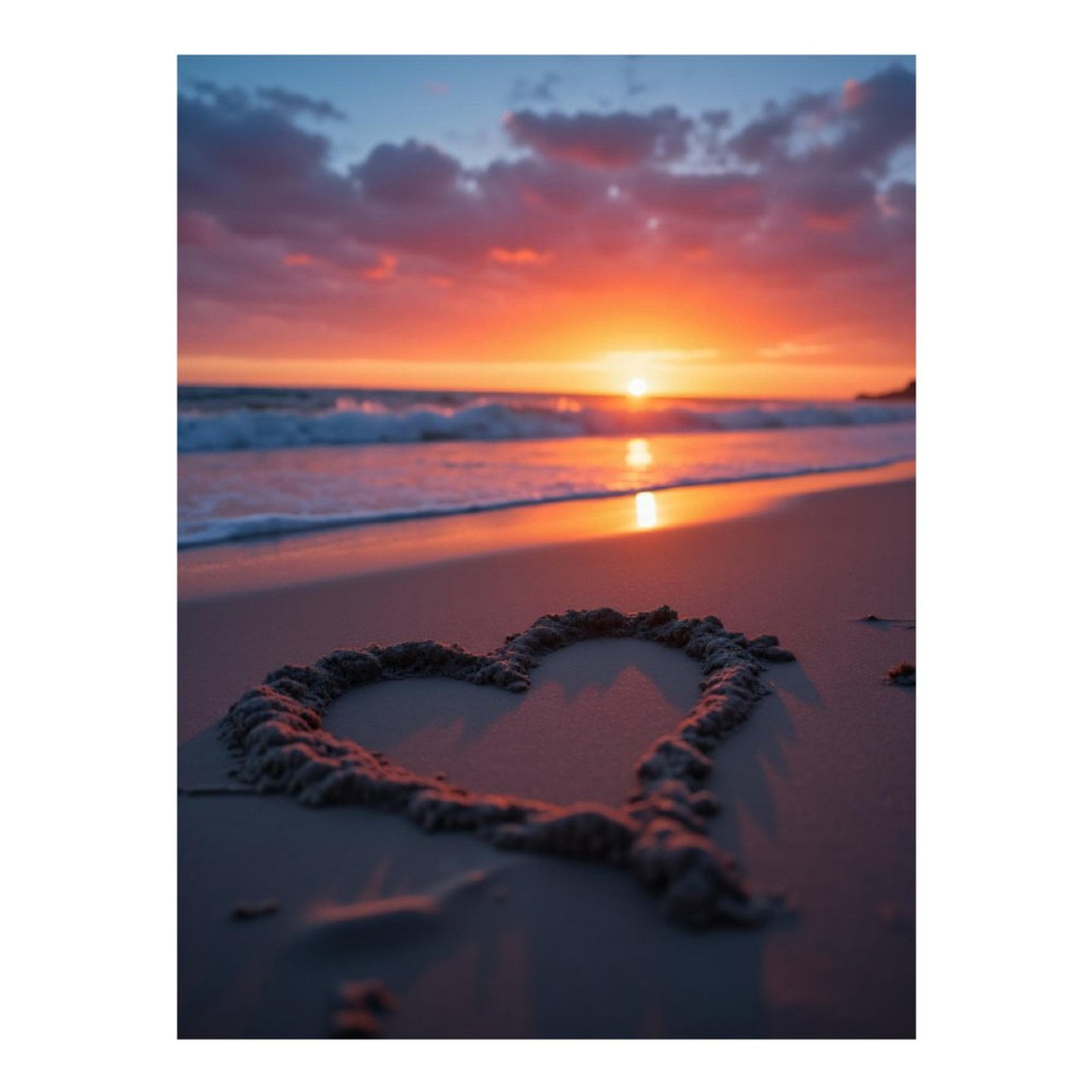 Diamond Art Kit for Adults, Sunset Beach Heart Shape Sand Diamond ...