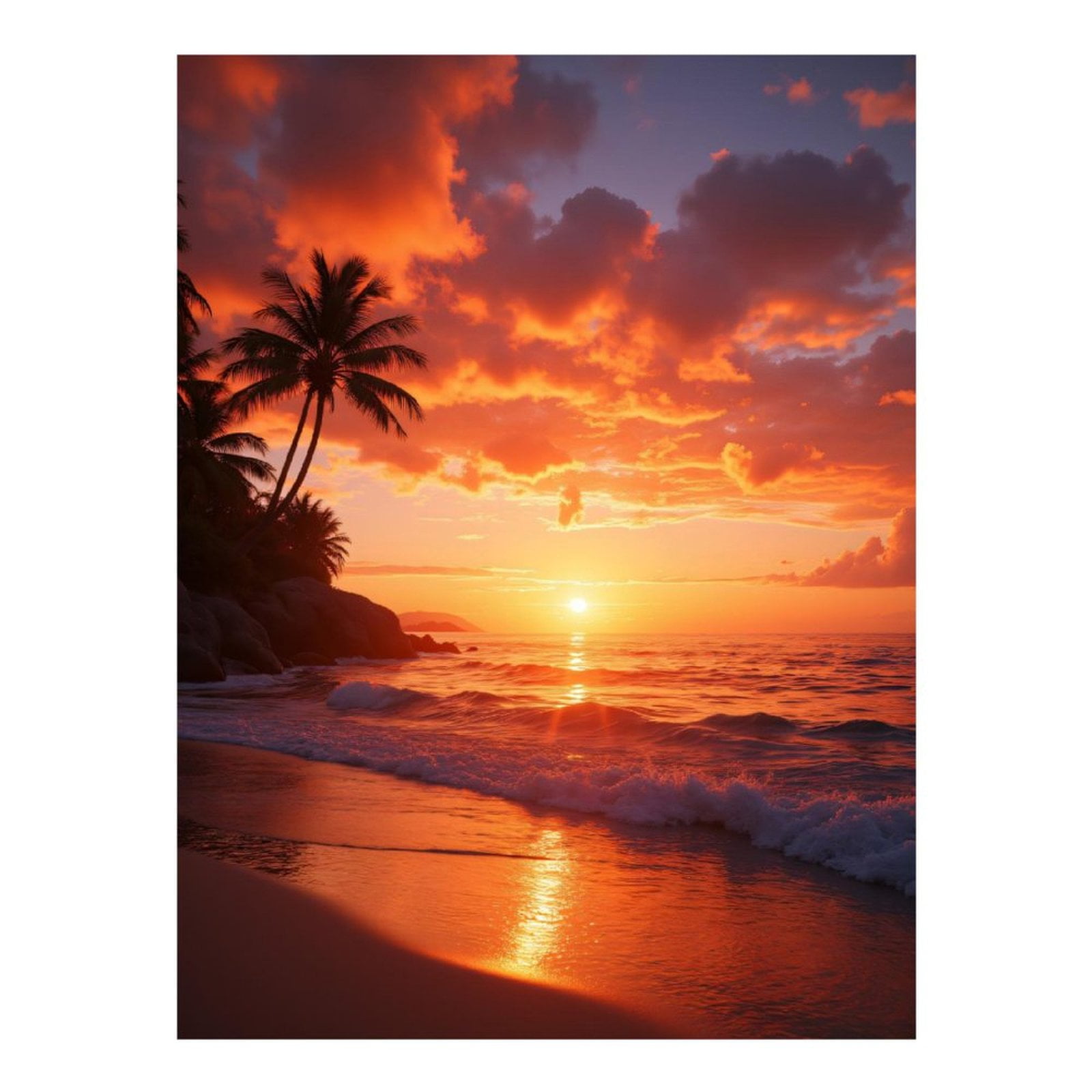 Diamond Art Kit for Adults, Sunset Beach Palm Trees Paradise Diamond ...