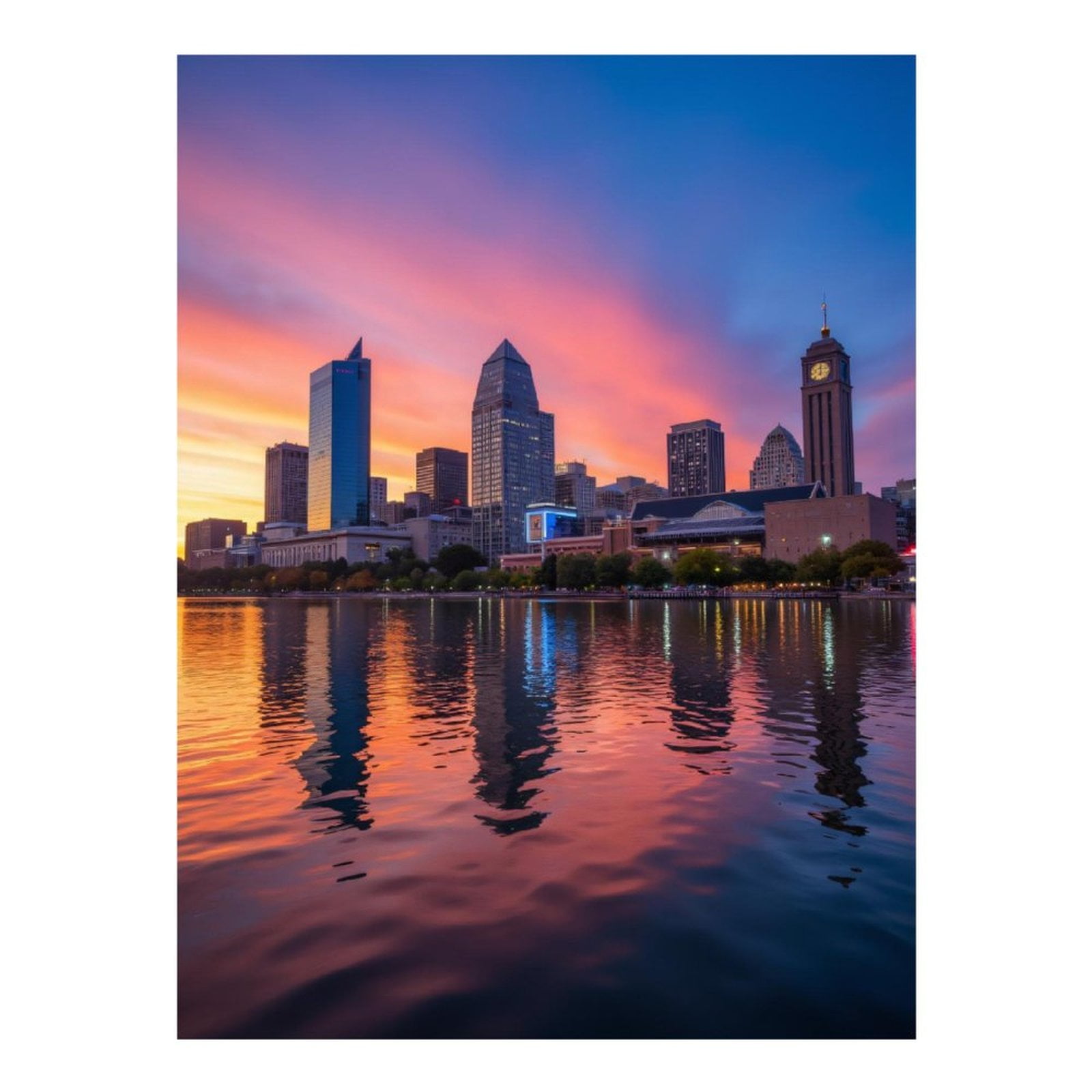 Diamond Art Kit for Adults, Sunset City Skyline Reflection Diamond ...