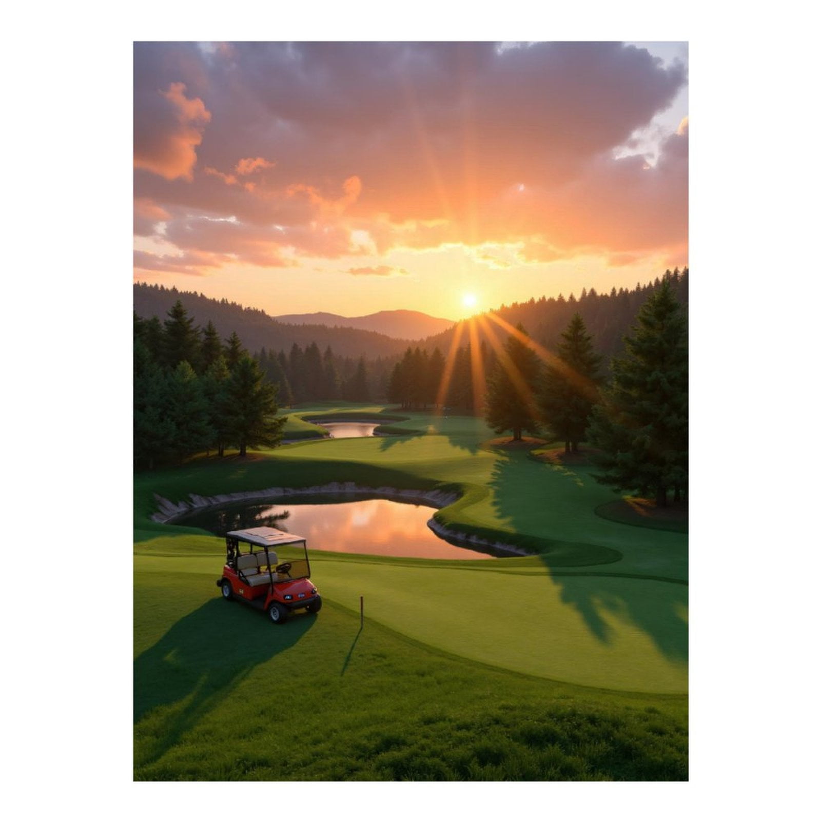 Diamond Art Kit for Adults, Sunset Golf Course Landscape Diamond ...