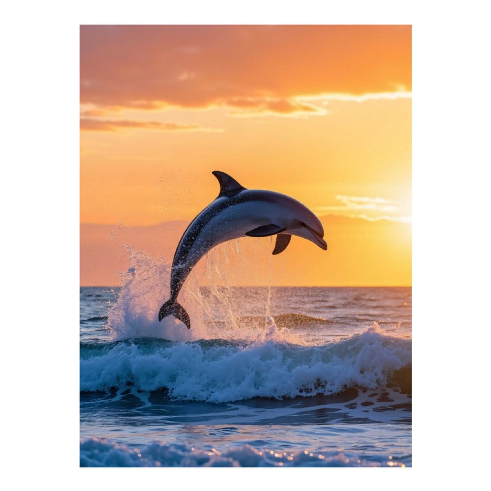 Diamond Art Kit for Adults, Sunset Ocean Dolphin Jump Diamond Painting ...