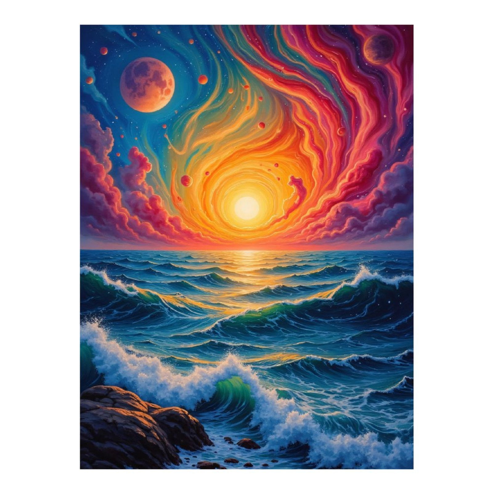 Diamond Art Kit for Adults, Sunset Ocean Waves Celestial Sky Diamond ...