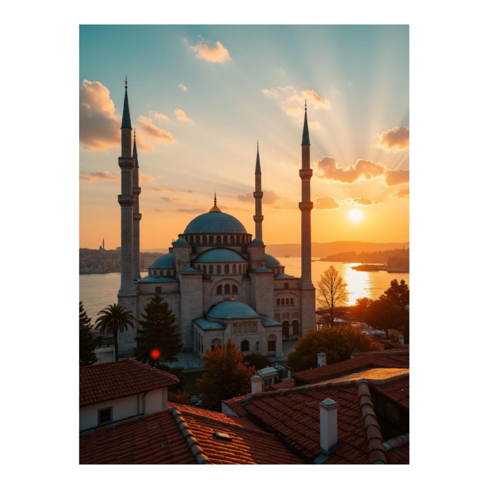 Diamond Art Kit for Adults, Sunset Over Riverside Architecture Diamond ...