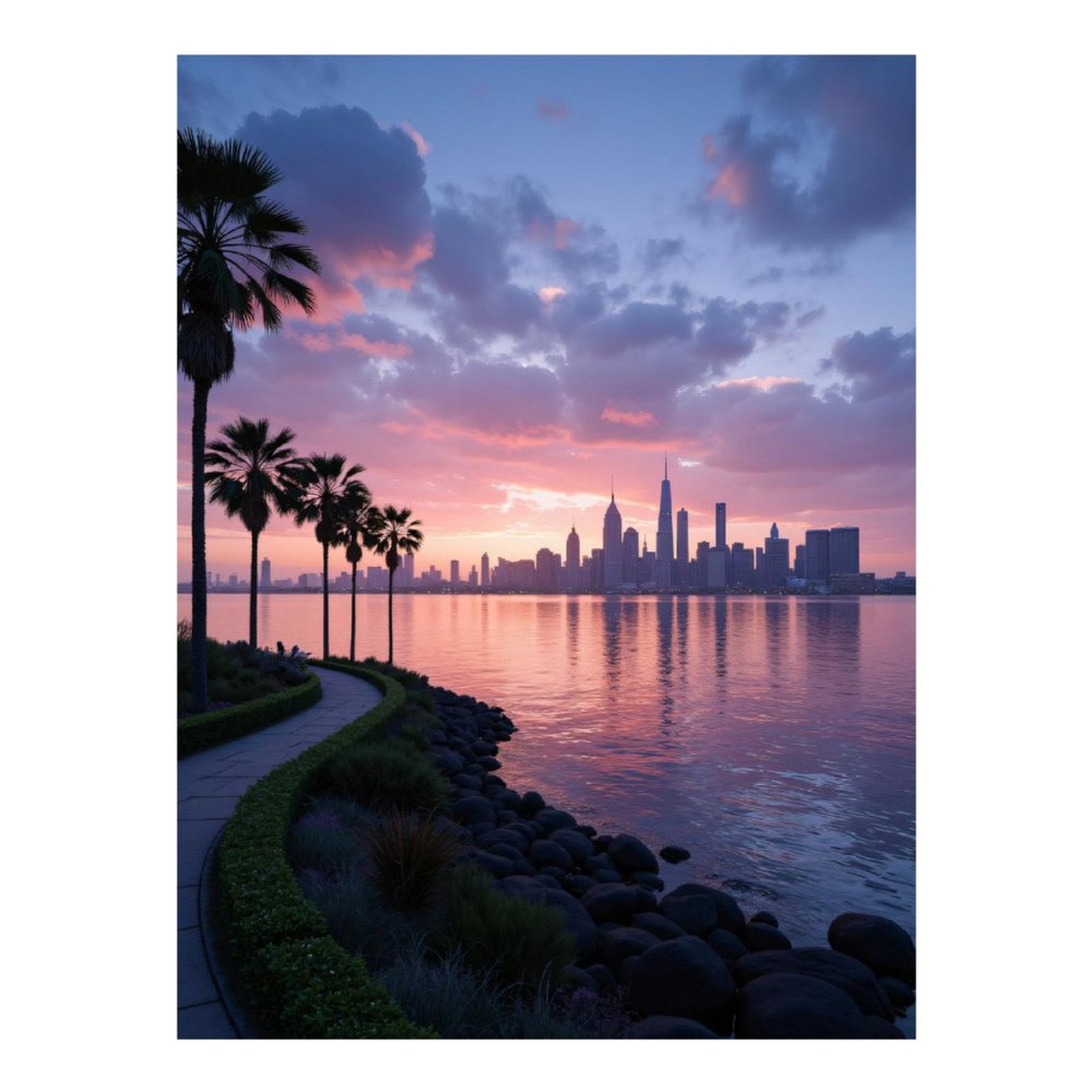 Diamond Art Kit for Adults, Sunset Skyline Palm Reflection Diamond ...