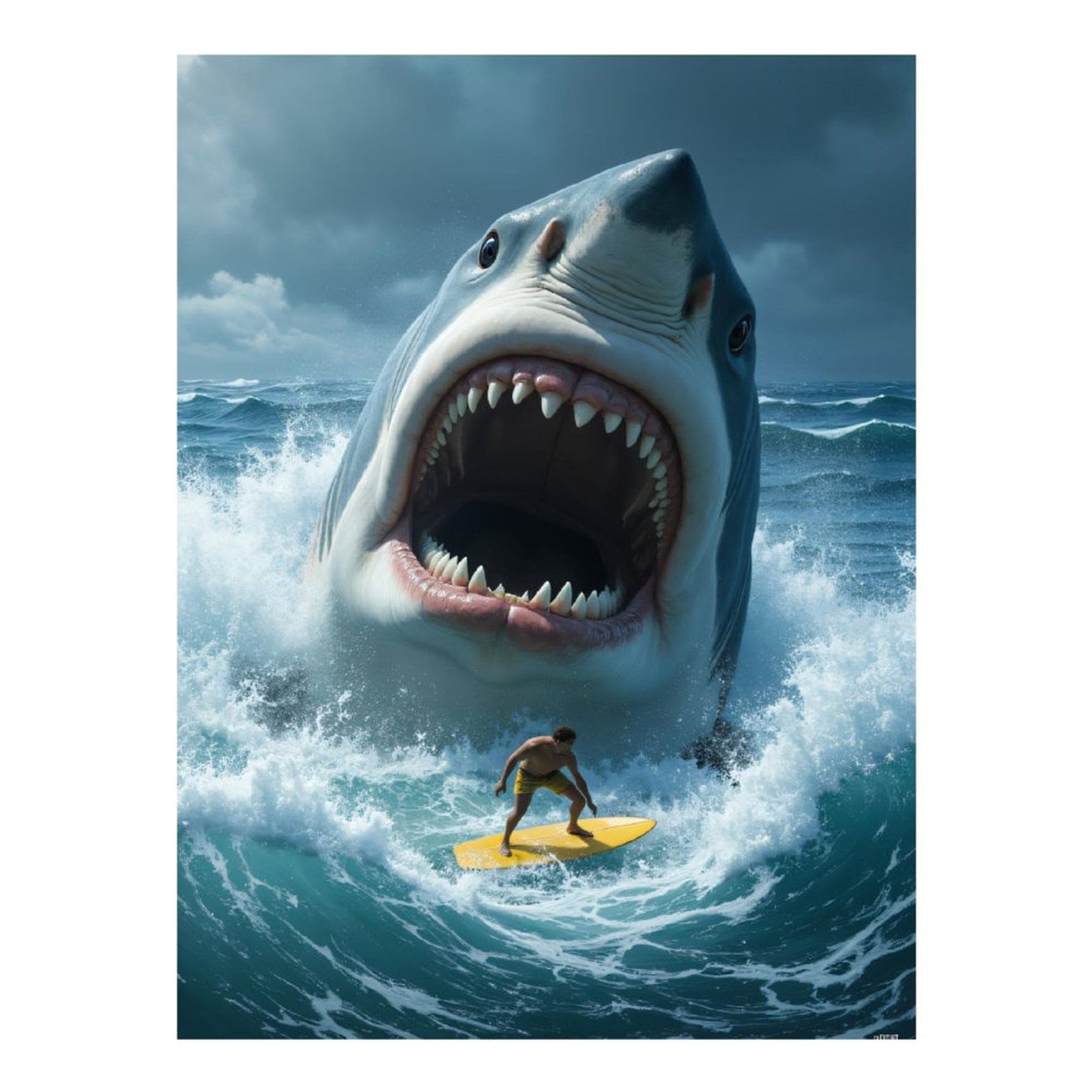 Diamond Art Kit for Adults, Surfer Giant Shark Wave Encounter Diamond ...