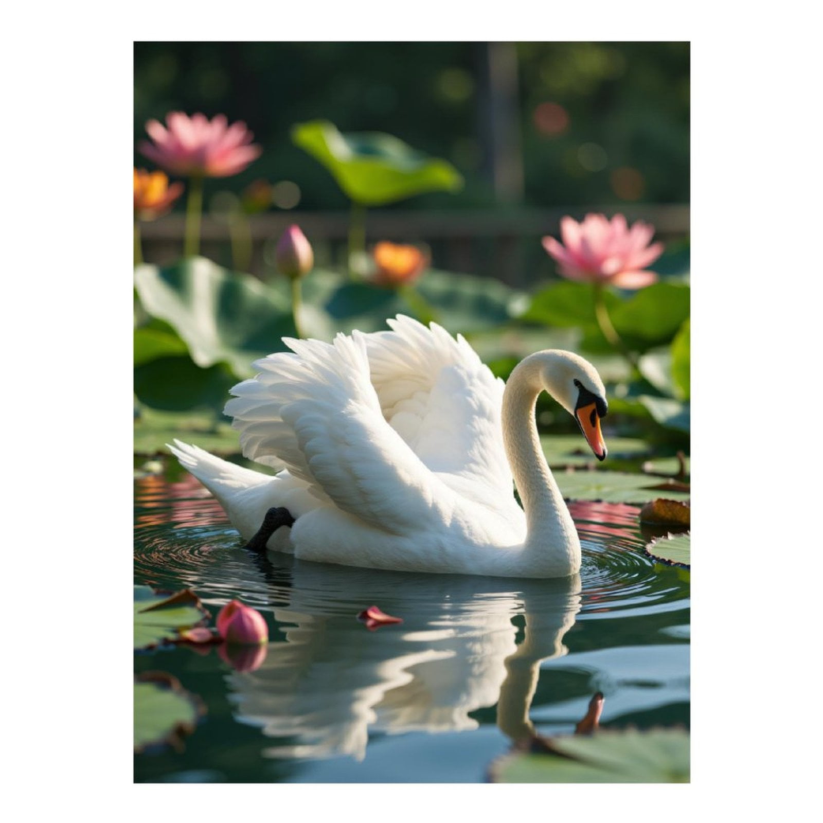 Diamond Art Kit for Adults, Swan Lotus Pond Reflection Elegance Diamond ...