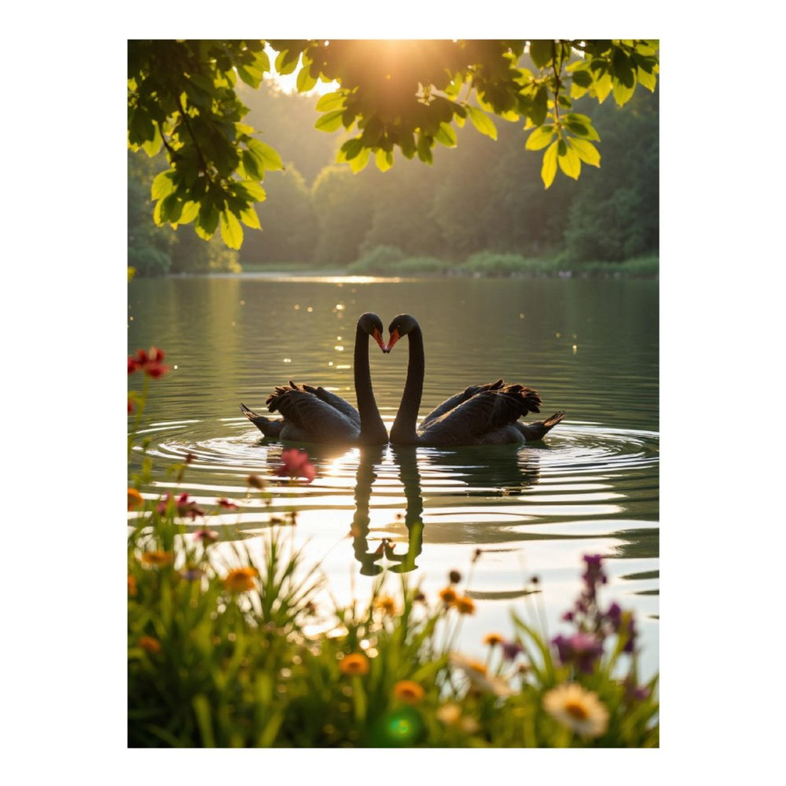 Diamond Art Kit for Adults, Swans Love Lake Sunrise Garden Diamond Painting for Adults Beginners ...
