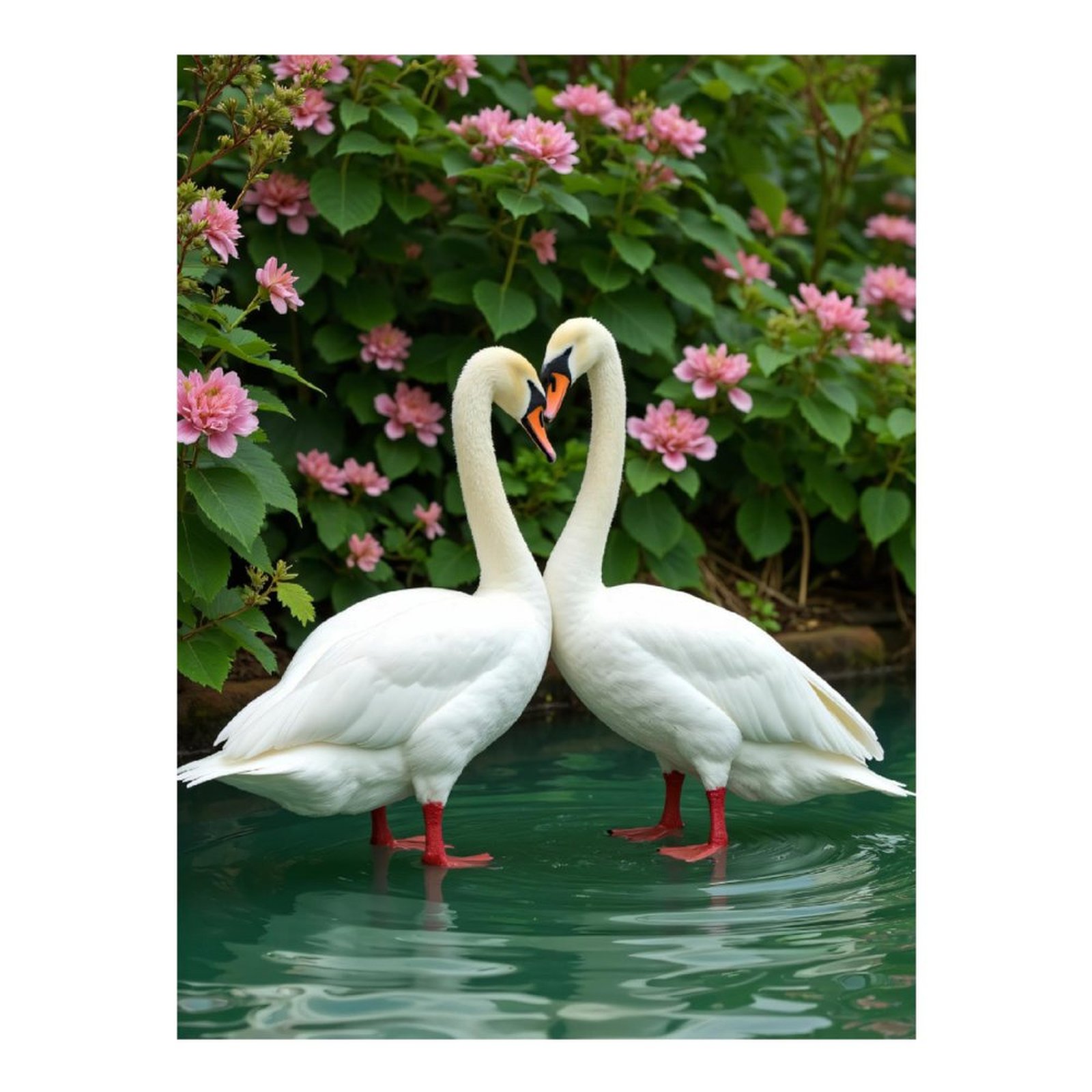 Diamond Art Kit for Adults, Swans Pink Flowers Clear Water Diamond ...