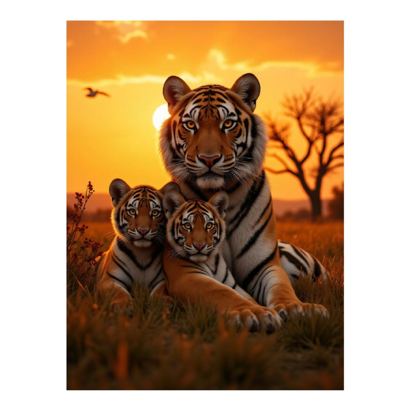 Diamond Art Kit for Adults, Tigers Family Sunset Serenity Diamond Painting for Adults Beginners ...
