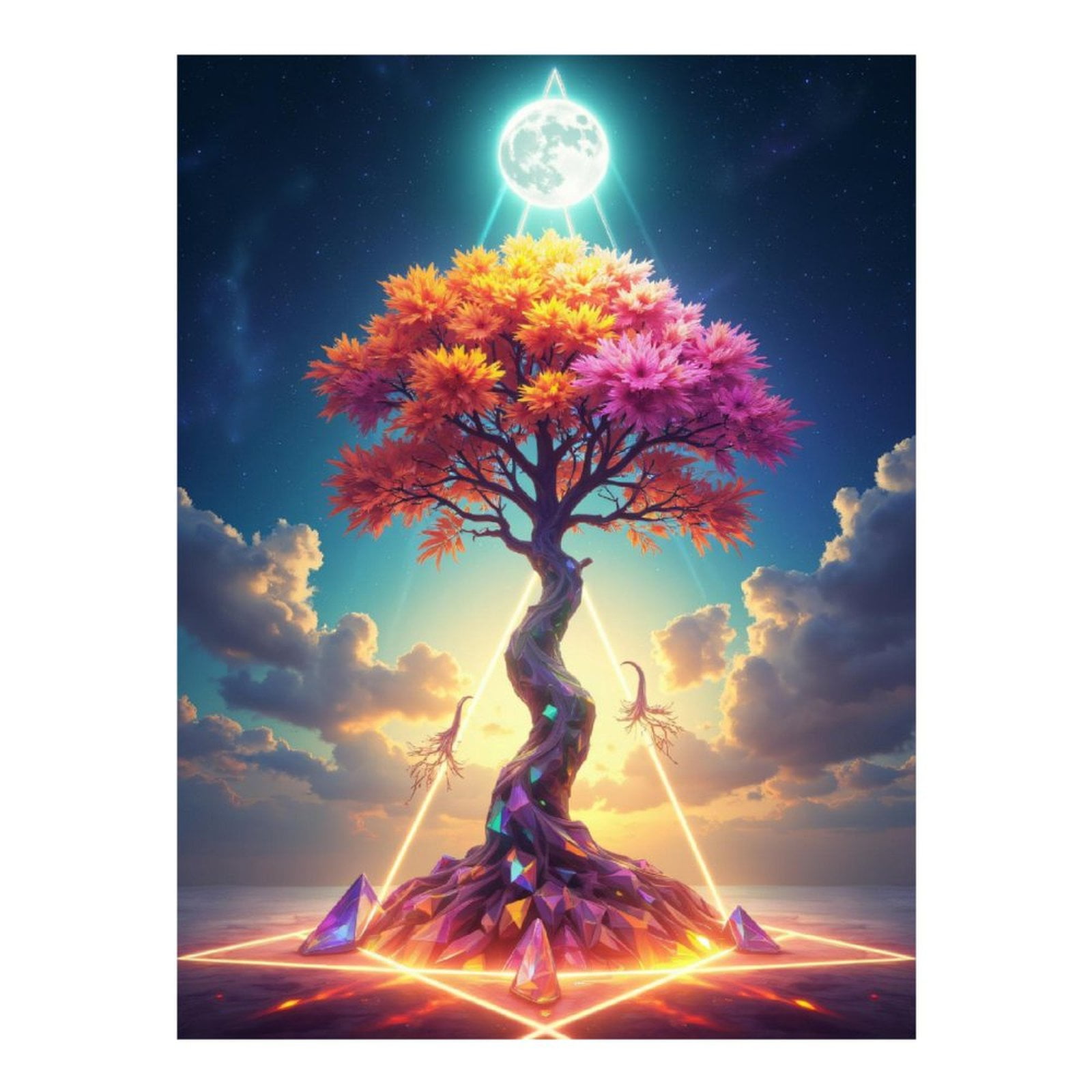 Diamond Art Kit for Adults, Tree Moonlight Illumination Crystals ...