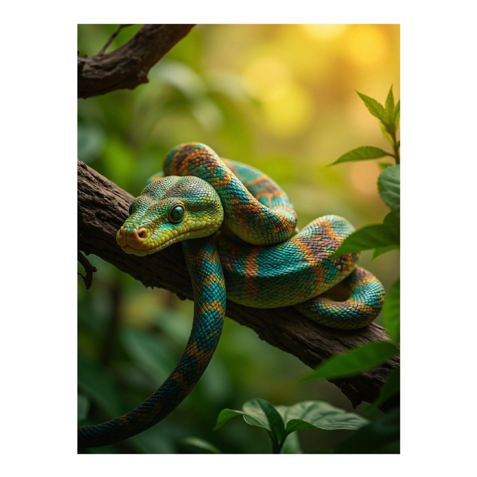 Diamond Art Kit for Adults, Tropical Serpent Vibrant Forest Diamond ...