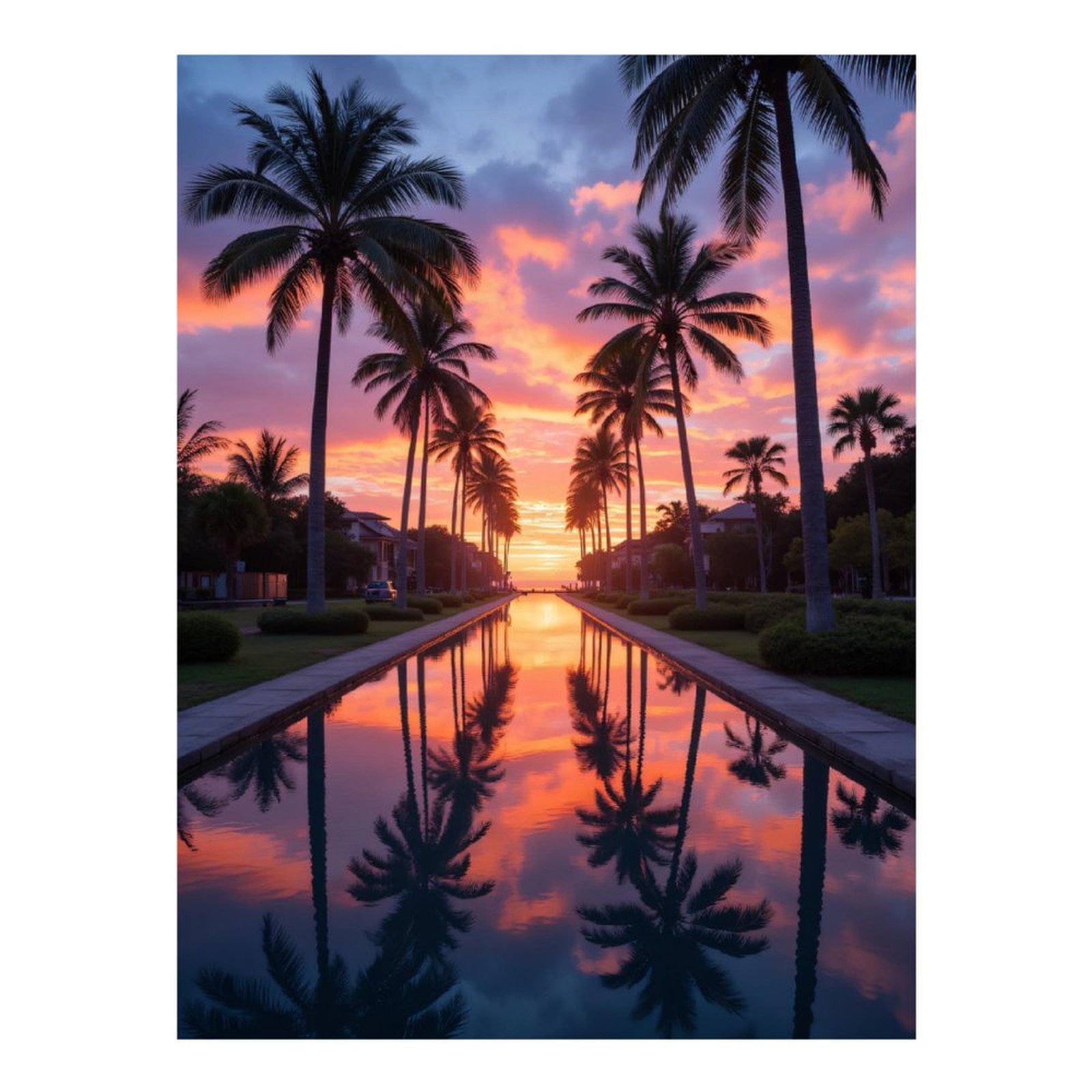 Diamond Art Kit for Adults, Tropical Sunset Reflection Scene Diamond ...