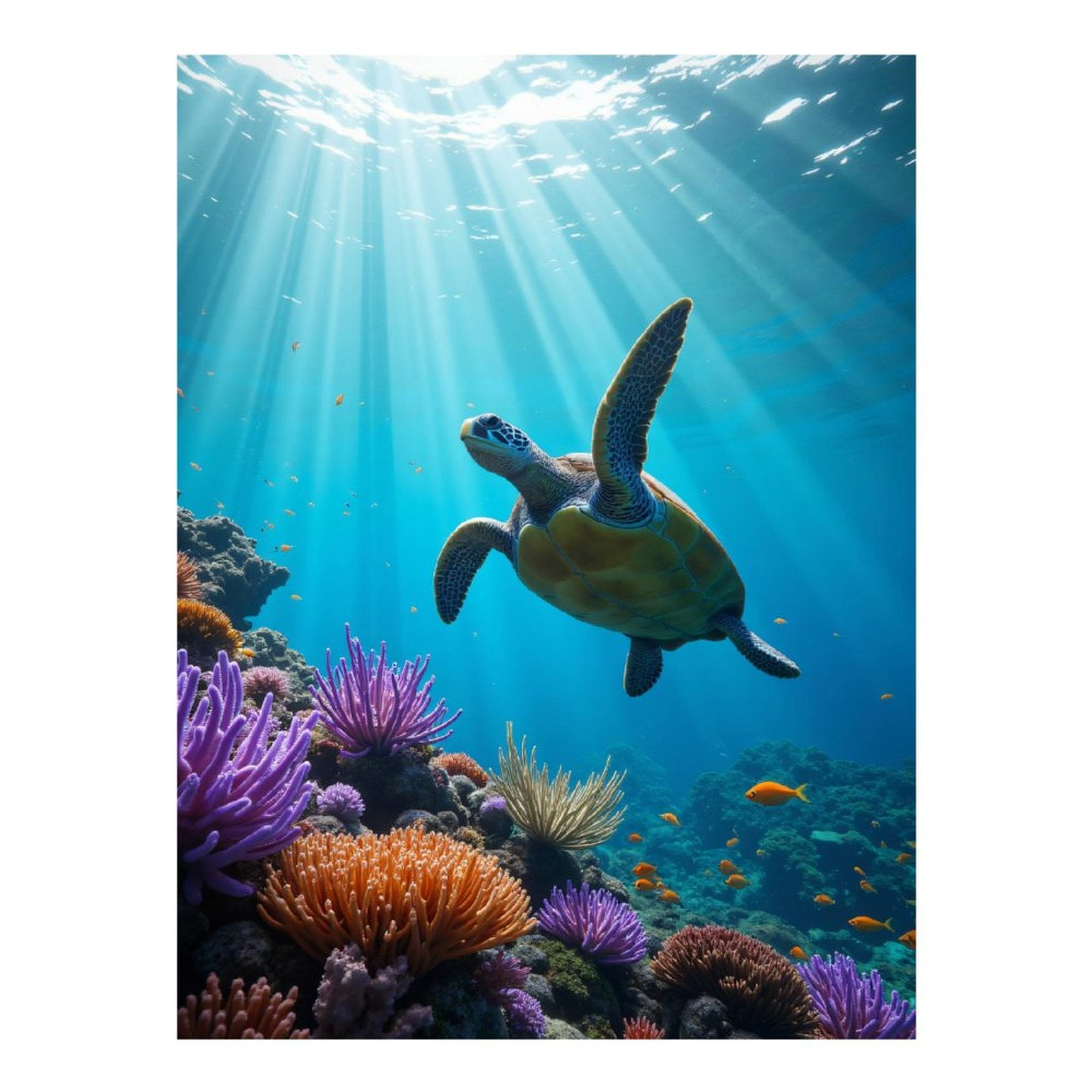 Diamond Art Kit for Adults, Turtle Coral Reef Sunlight Ocean Diamond ...