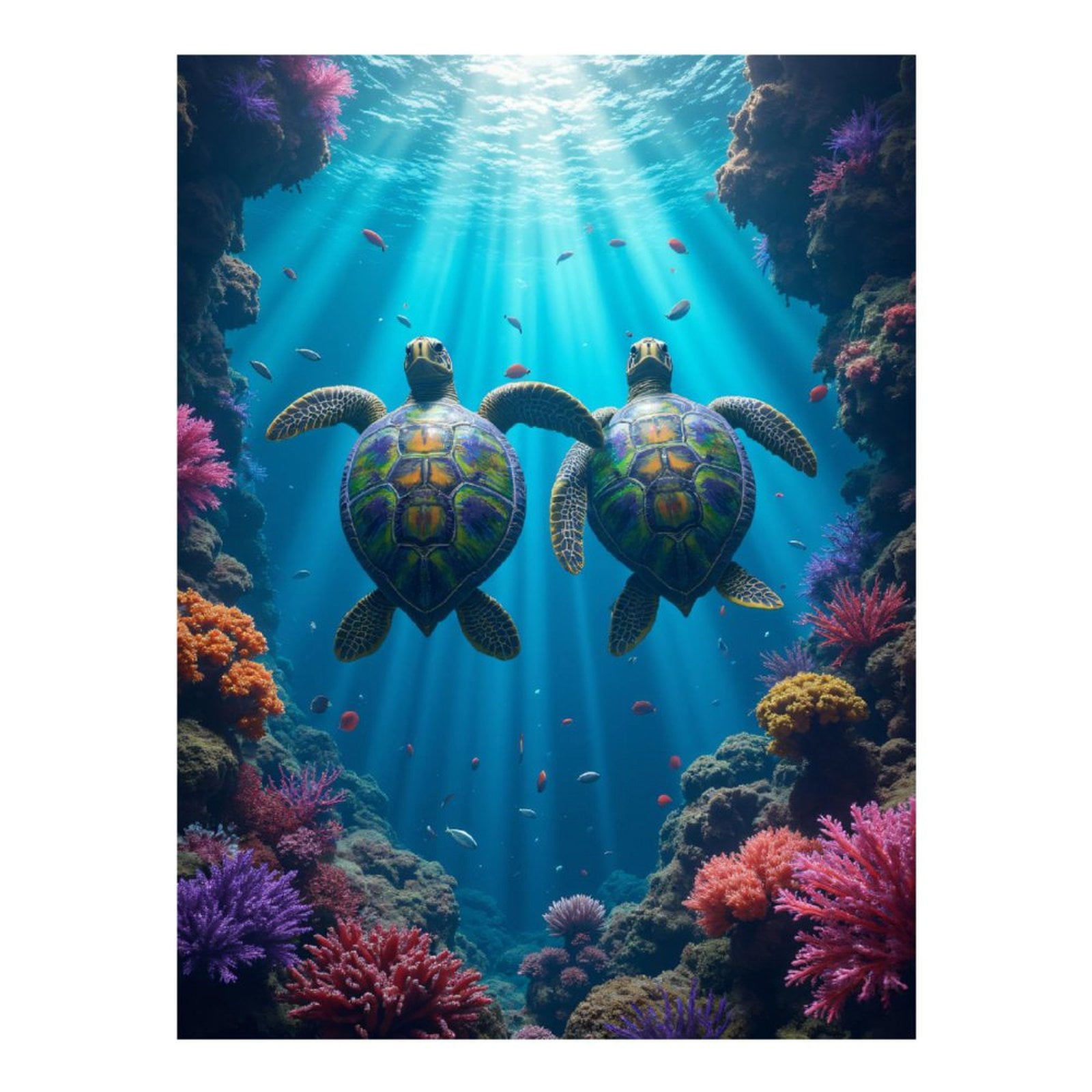 Diamond Art Kit for Adults, Turtles Underwater Coral Reef Scene Diamond ...