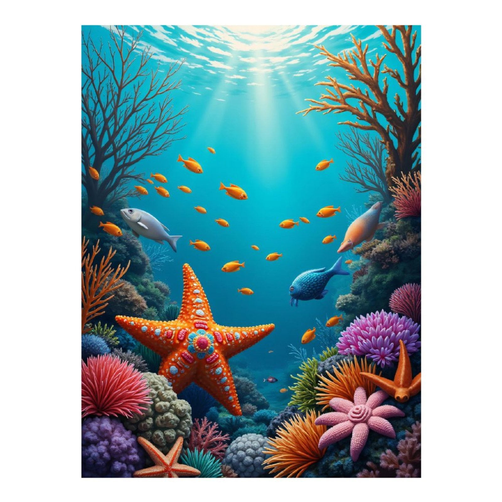Diamond Art Kit for Adults, Underwater Coral Starfish Scene Diamond ...