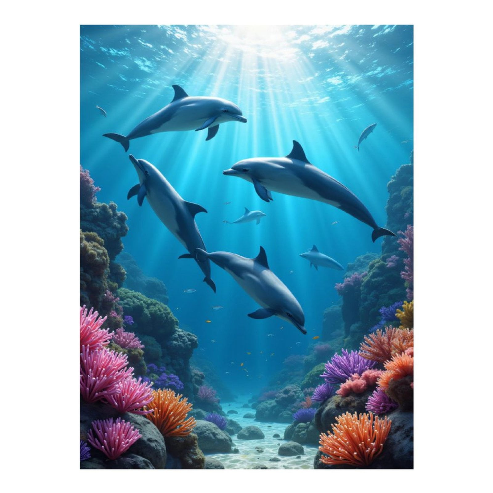 Diamond Art Kit for Adults, Underwater Dolphins Coral Reef Ocean ...