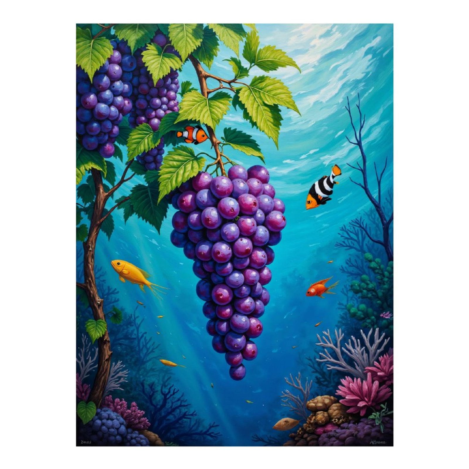 Diamond Art Kit for Adults, Underwater Grapes Coral Fish Scene Diamond ...