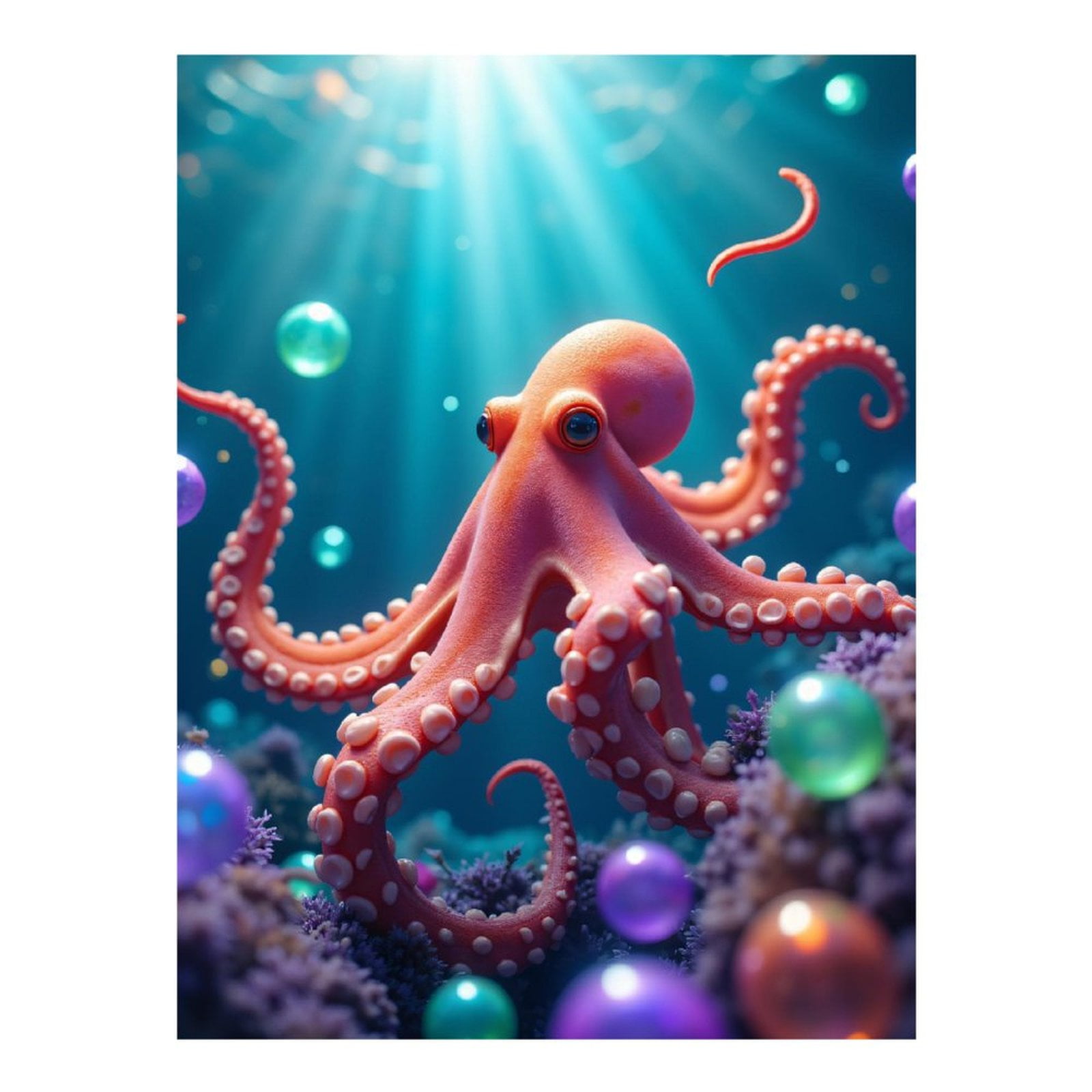 Diamond Art Kit for Adults, Underwater Octopus Colorful Scene Diamond ...