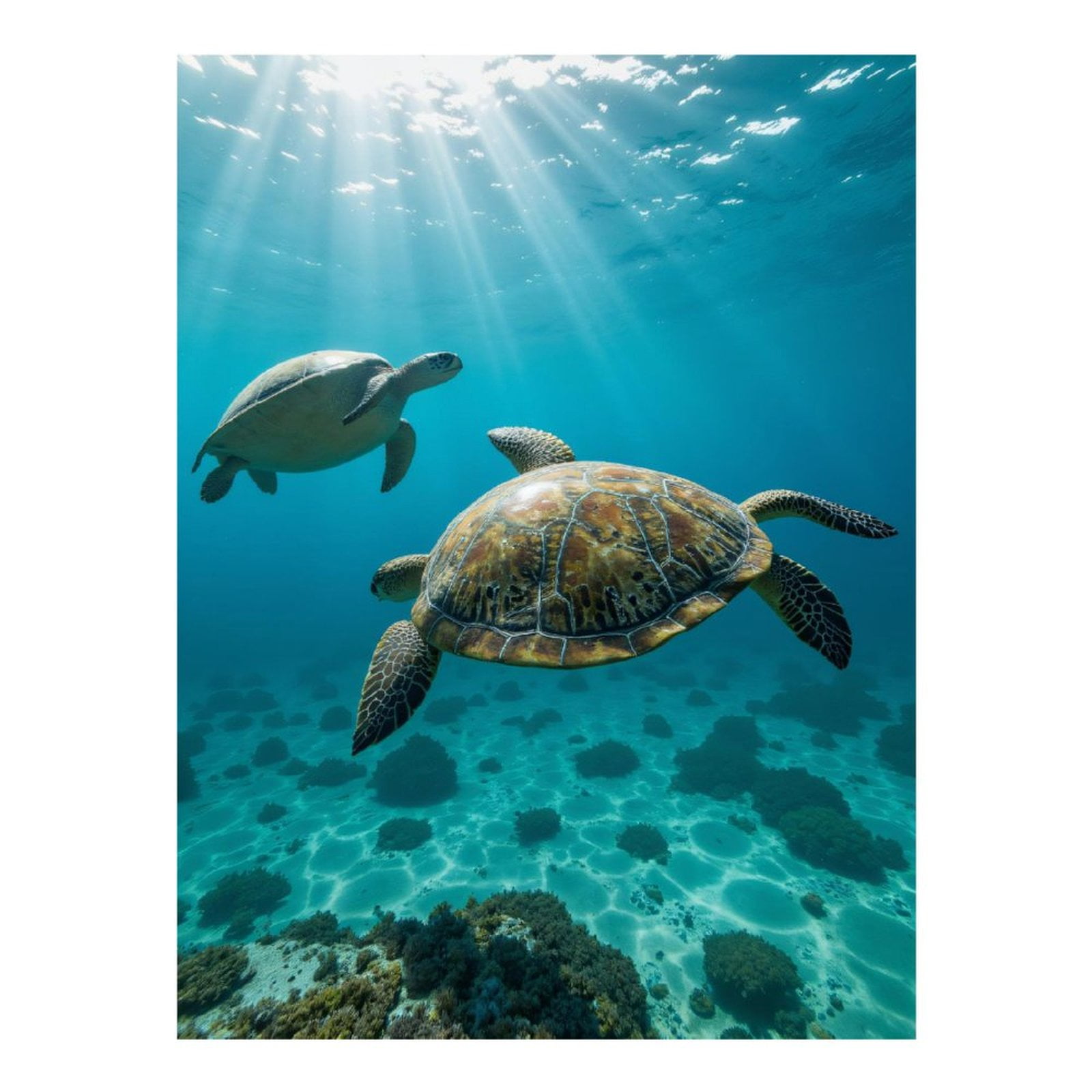 Diamond Art Kit for Adults, Underwater Sea Turtles Sunlight Rays ...