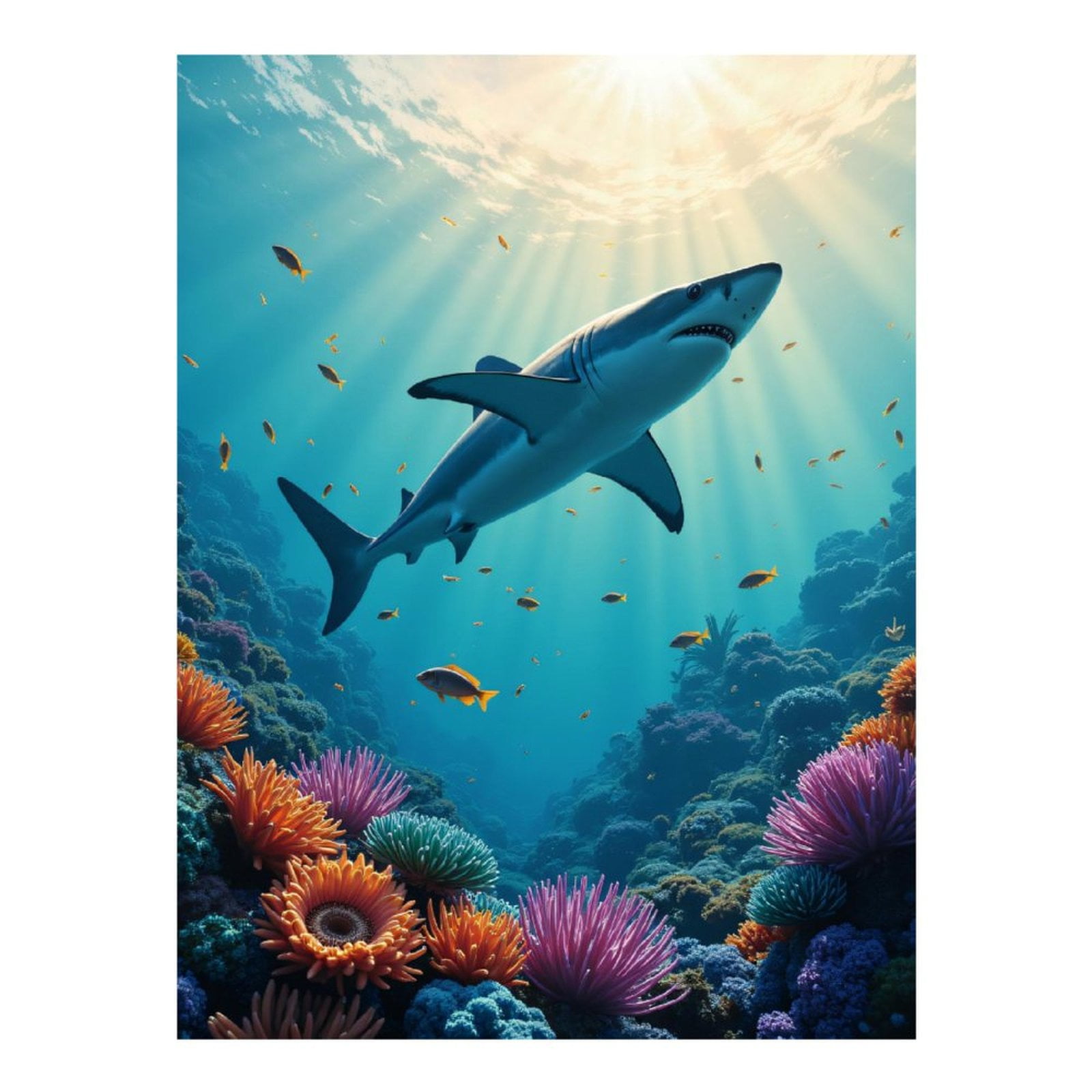 Diamond Art Kit for Adults, Underwater Shark Coral Reef Scene Diamond ...