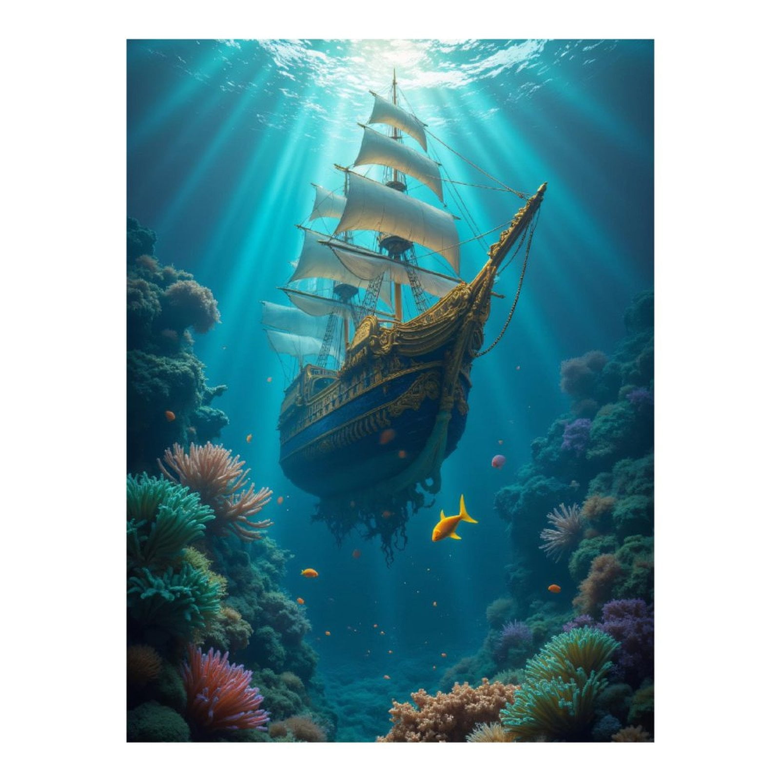Diamond Art Kit for Adults, Underwater Ship Coral Reef Adventure ...