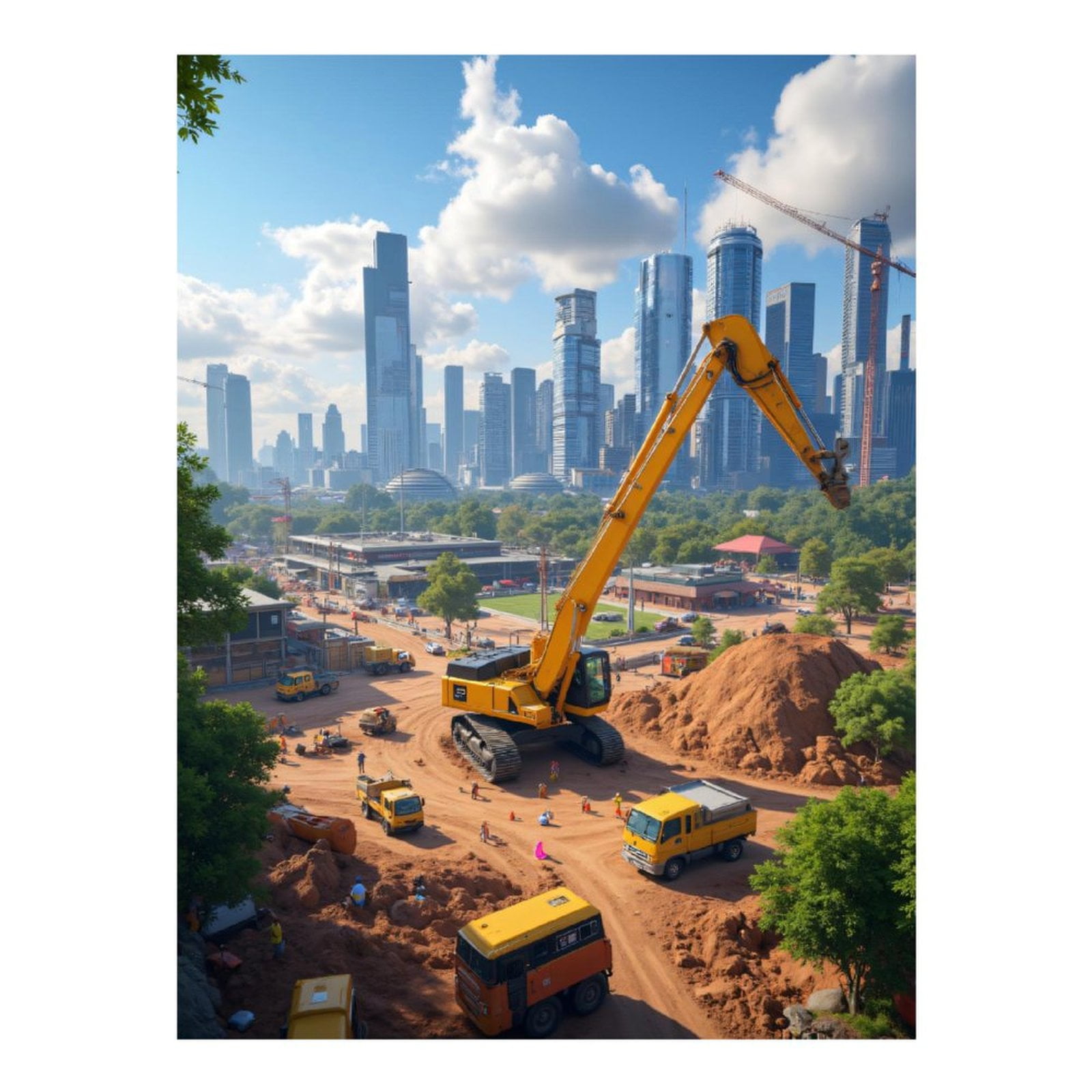 Diamond Art Kit for Adults, Urban Construction Site Skyline Development ...