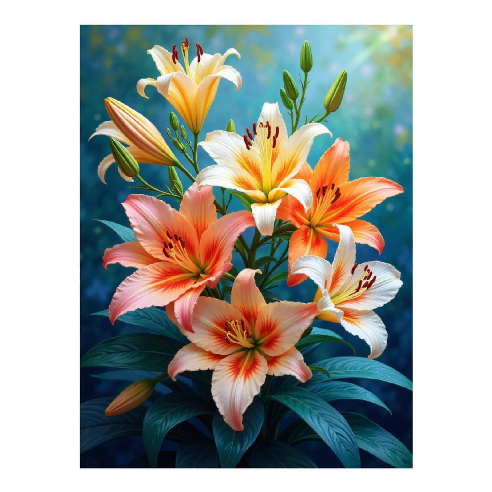 Diamond Art Kit for Adults, Vibrant Lilies In Bloom Diamond Painting ...