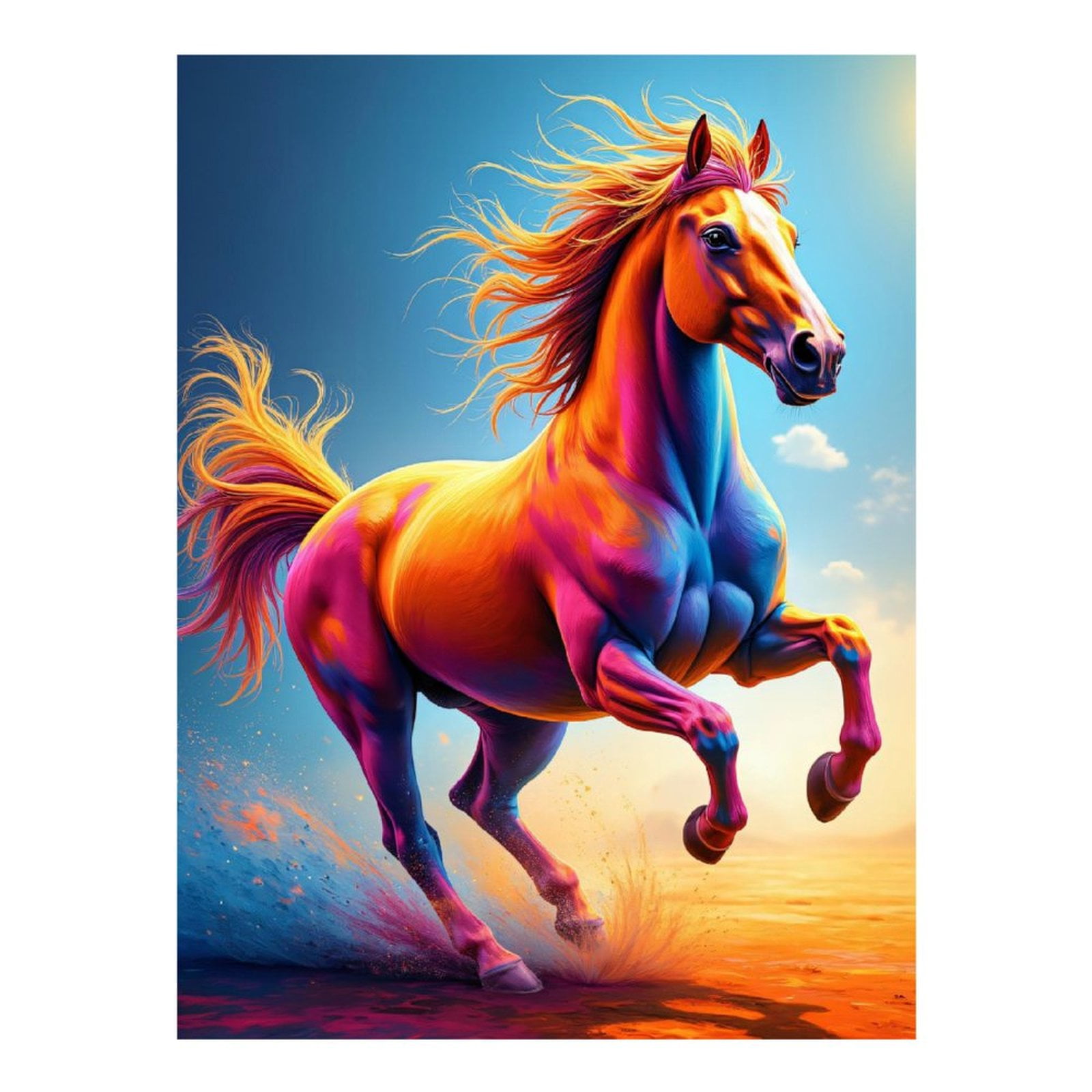 Diamond Art Kit for Adults, Vibrant Prismatic Horse Galloping Water ...