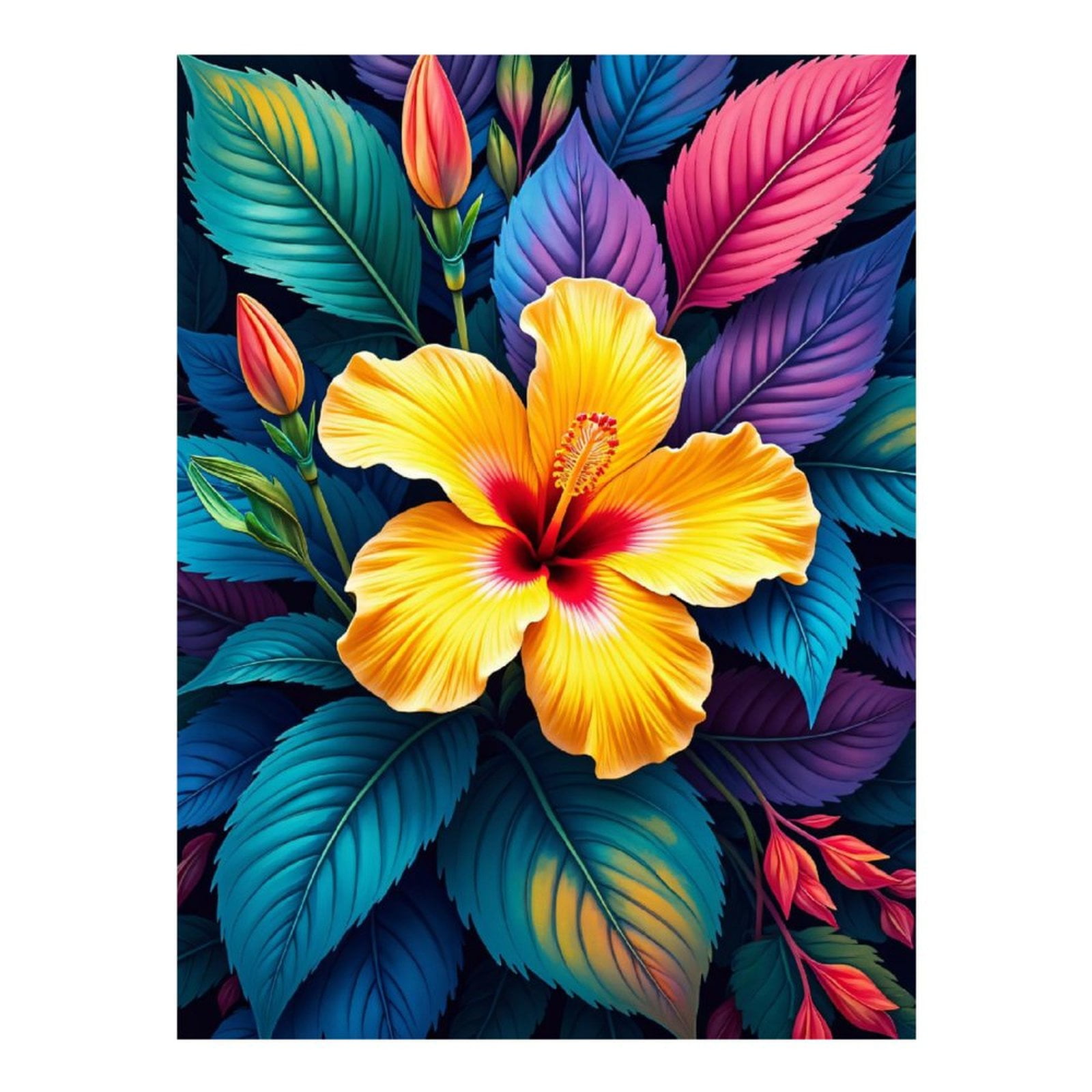 Diamond Art Kit for Adults, Vibrant Tropical Flower Blossom Diamond ...