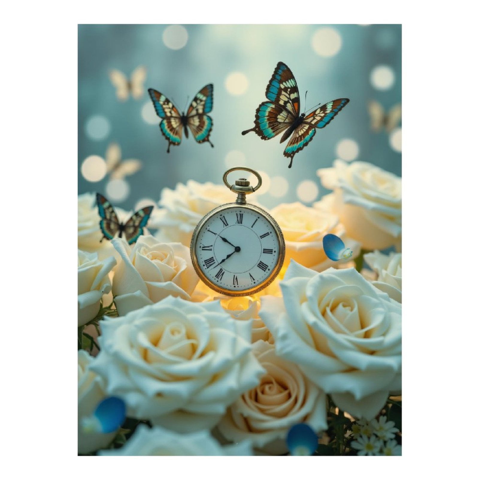 Diamond Art Kit for Adults, Vintage Pocket Watch Roses Butterflies ...