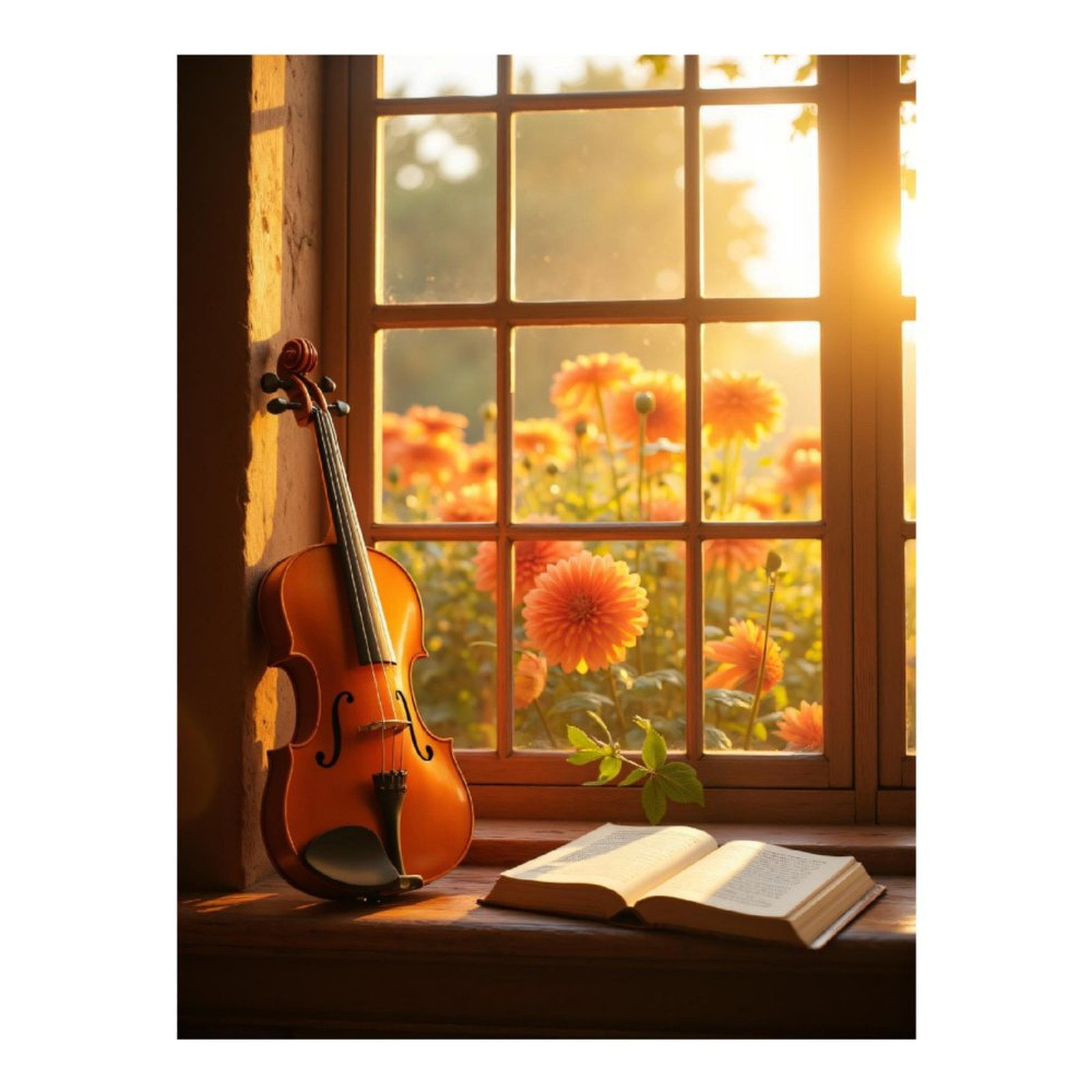 Diamond Art Kit for Adults, Violin Flowers Sunset Scene Diamond ...