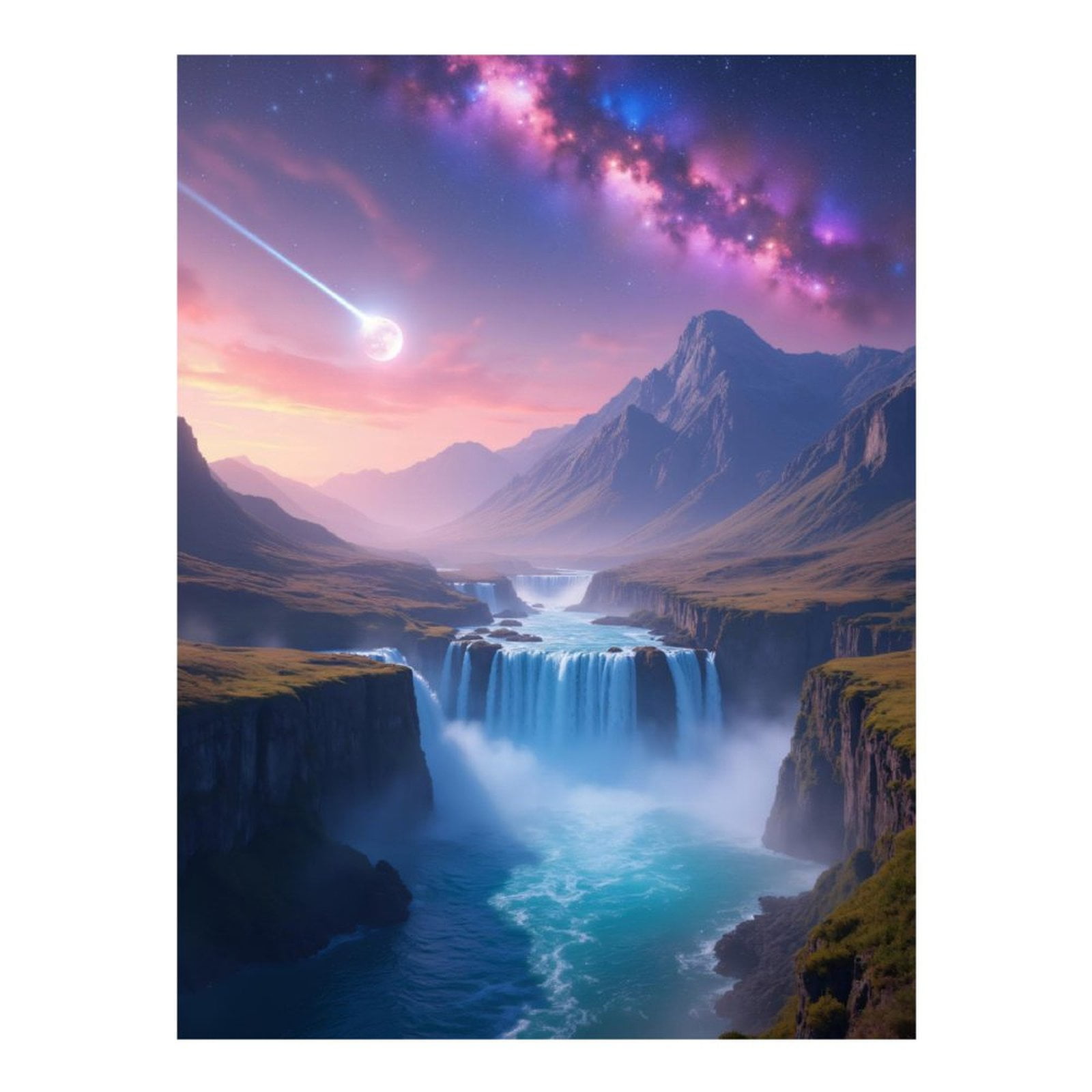 Diamond Art Kit for Adults, Waterfall Night Sky Mountains Meteor ...
