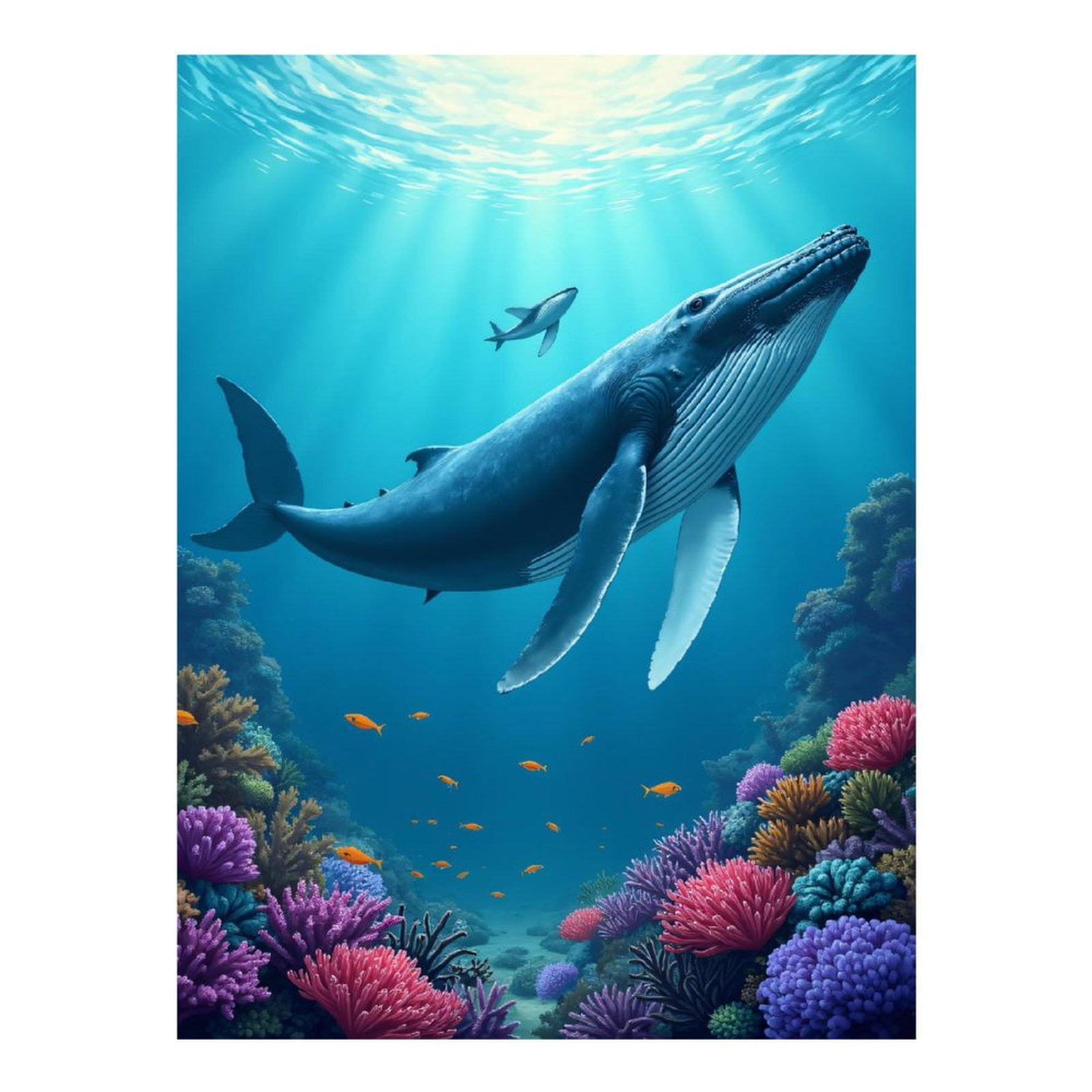 Diamond Art Kit for Adults, Whale Underwater Coral Reef Scene Diamond ...