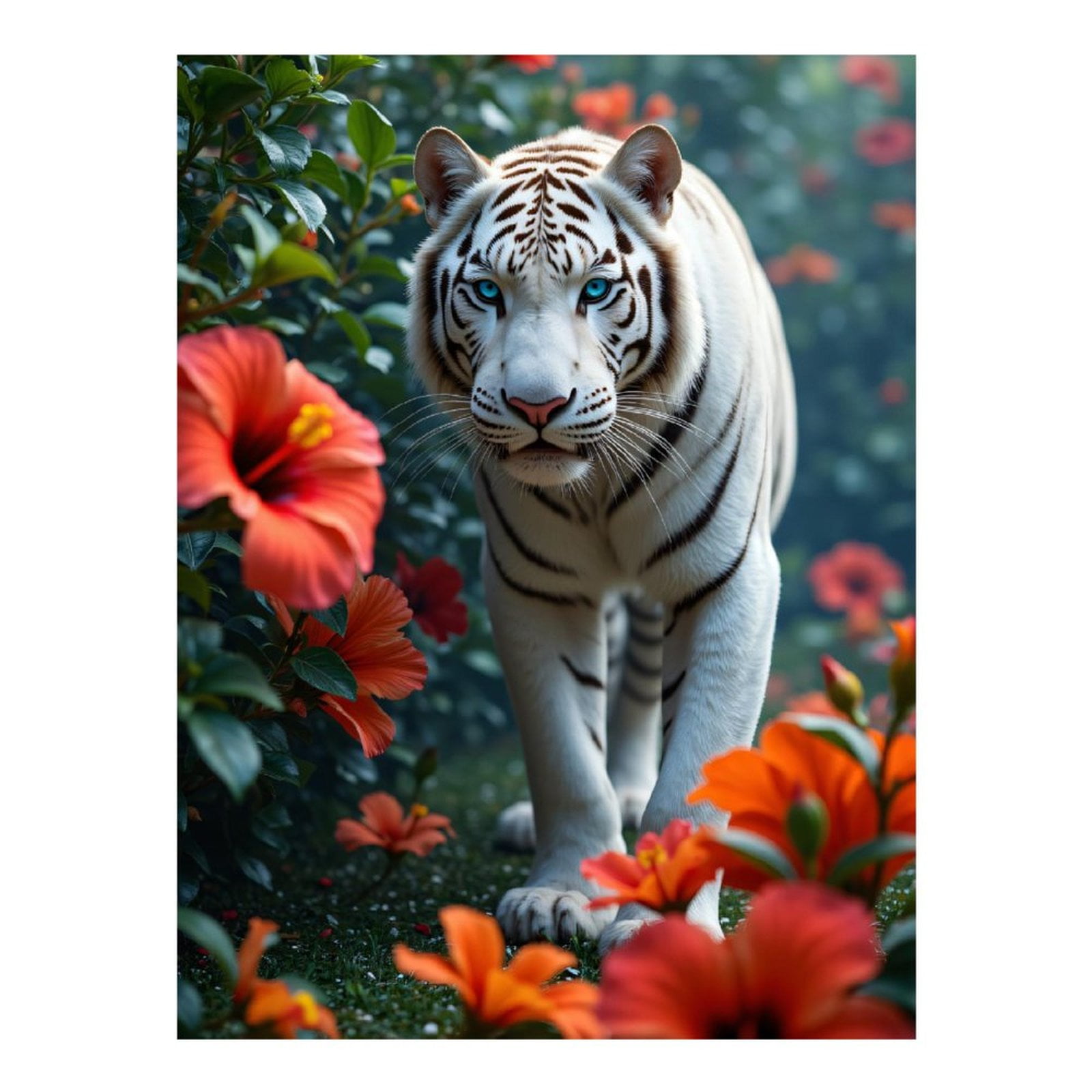 Diamond Art Kit for Adults, White Tiger Orange Blossoms Garden Diamond ...