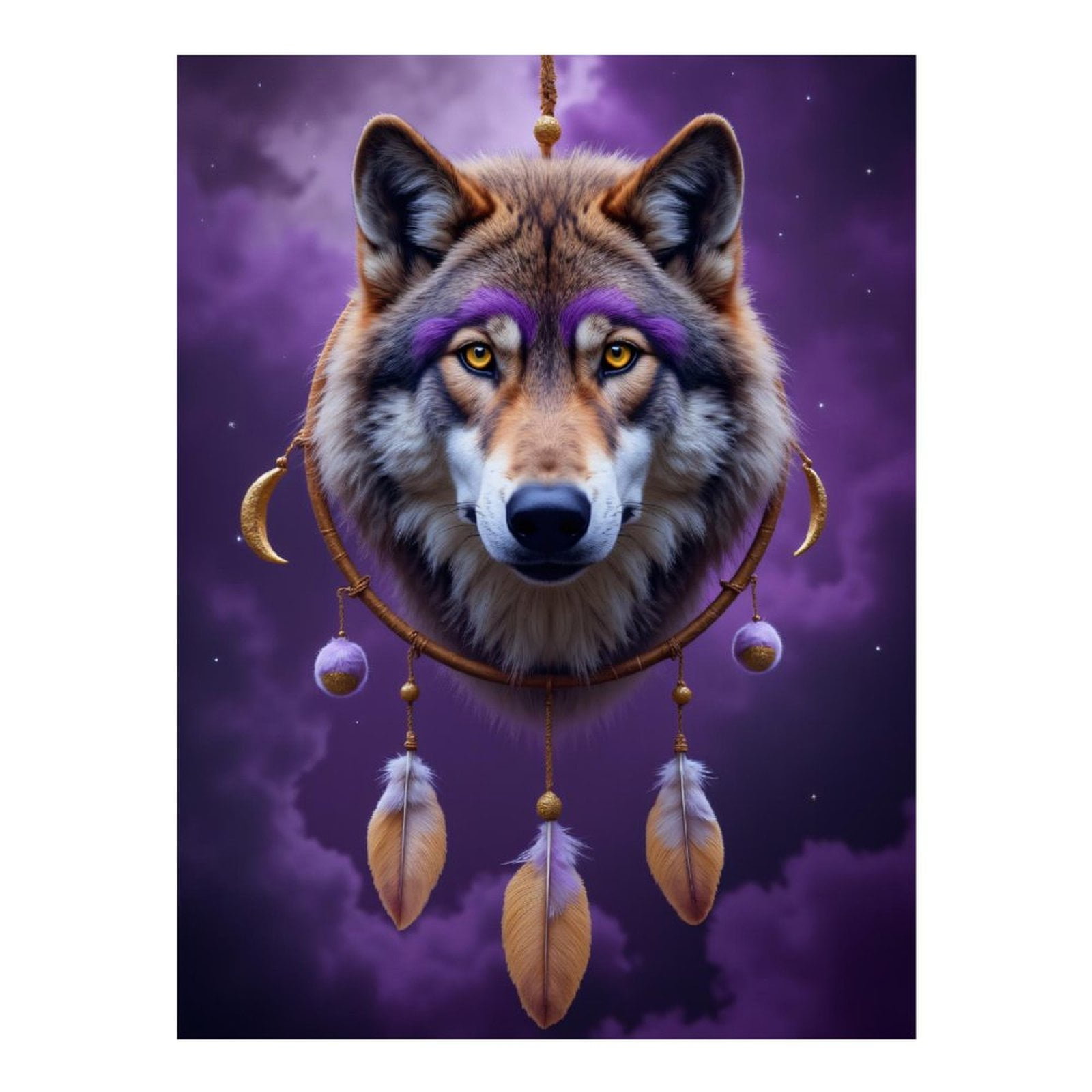 Diamond Art Kit for Adults, Wolf Dreamcatcher Night Sky Diamond ...