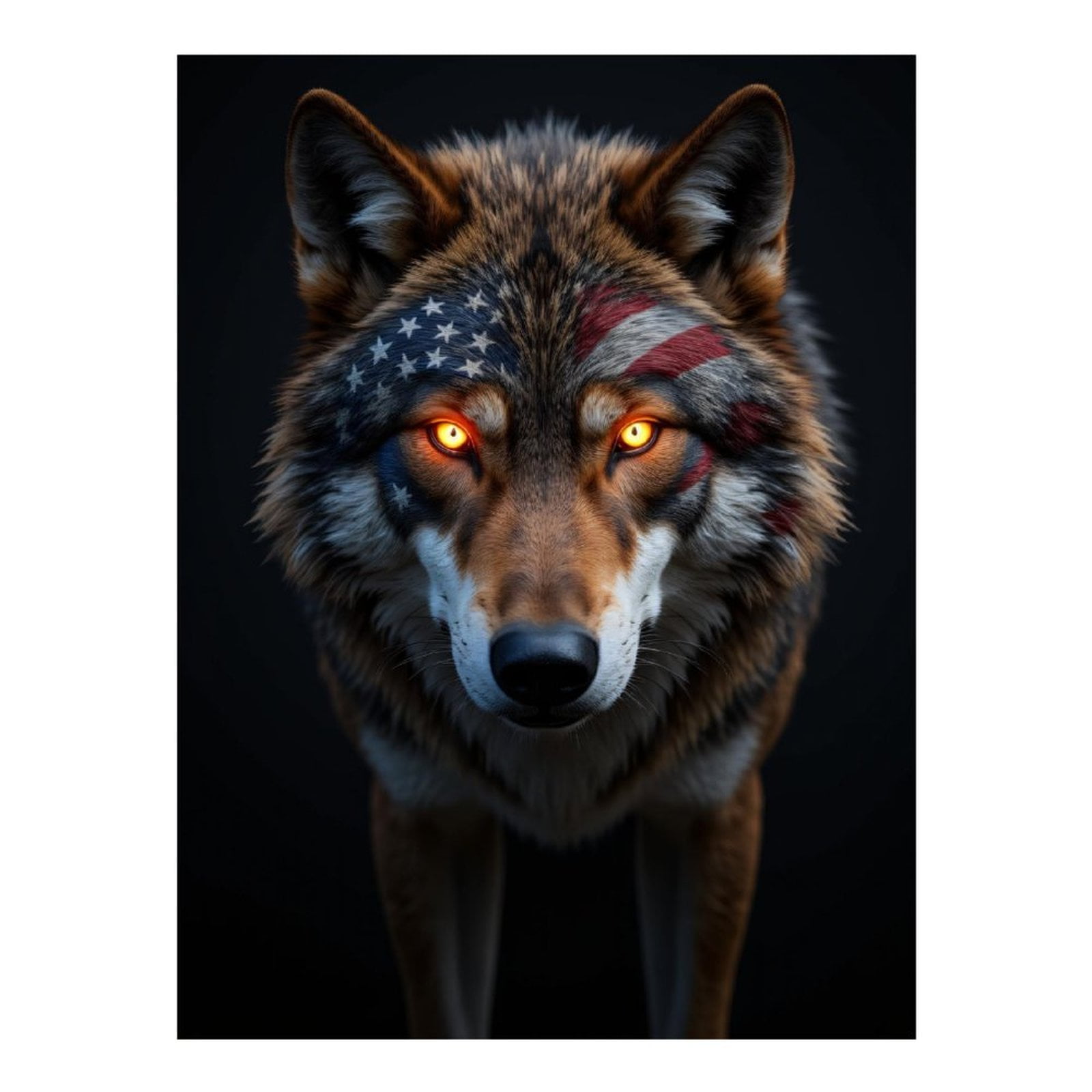 Diamond Art Kit for Adults, Wolf Glowing Eyes Patriotic Flag Diamond ...