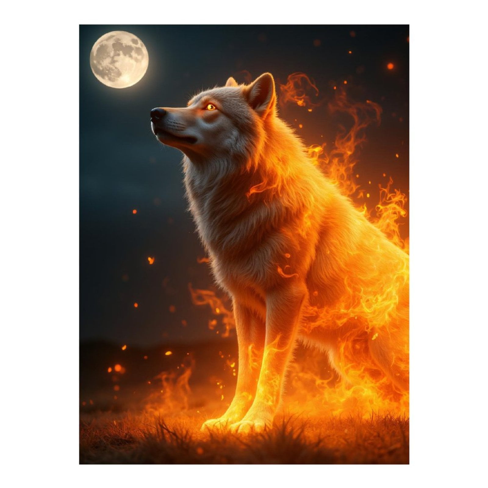 Diamond Art Kit for Adults, Wolf Moonfire Night Sky Diamond Painting for Adults Beginners, DIY ...