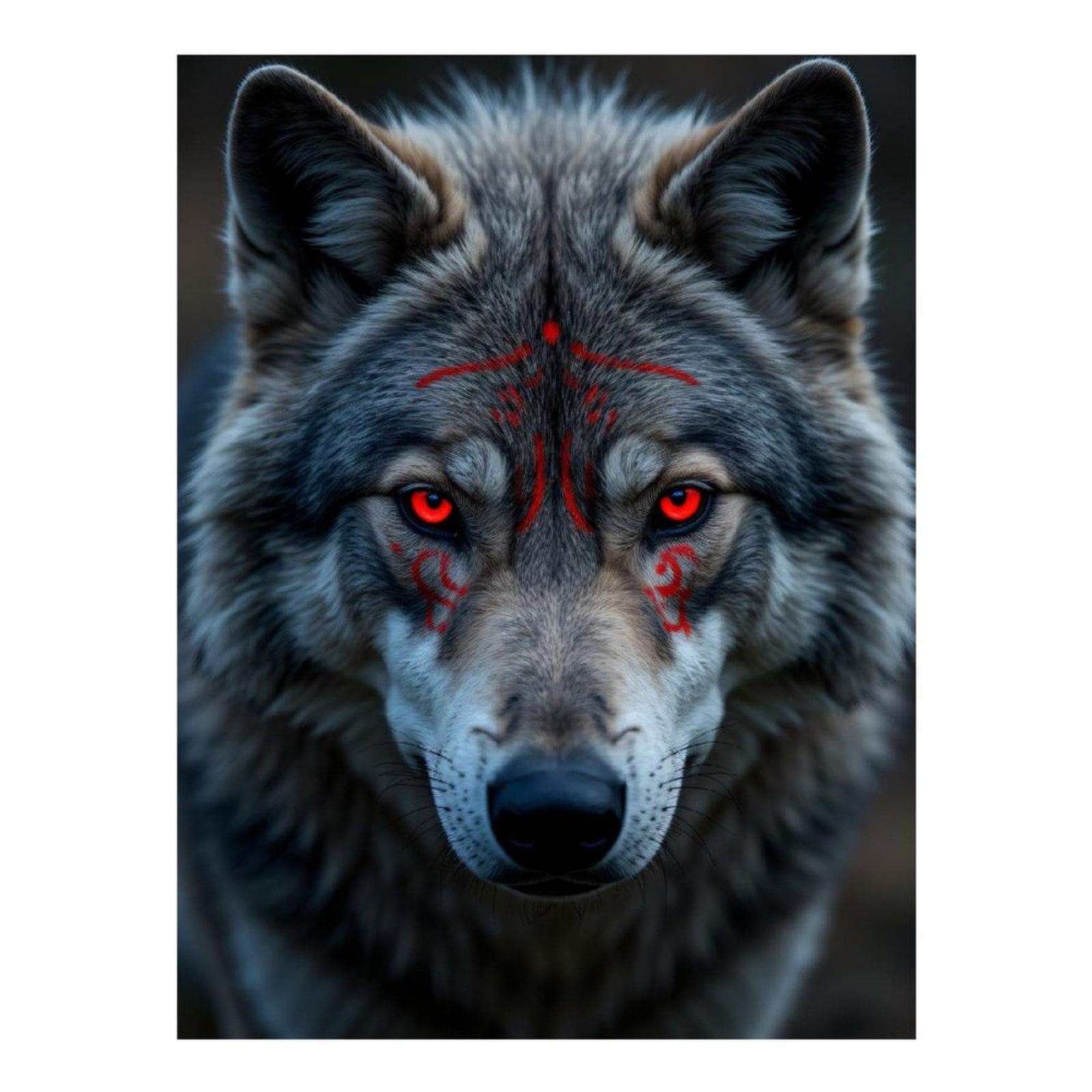 Diamond Art Kit for Adults, Wolf Red Eyes Tribal Markings Diamond ...