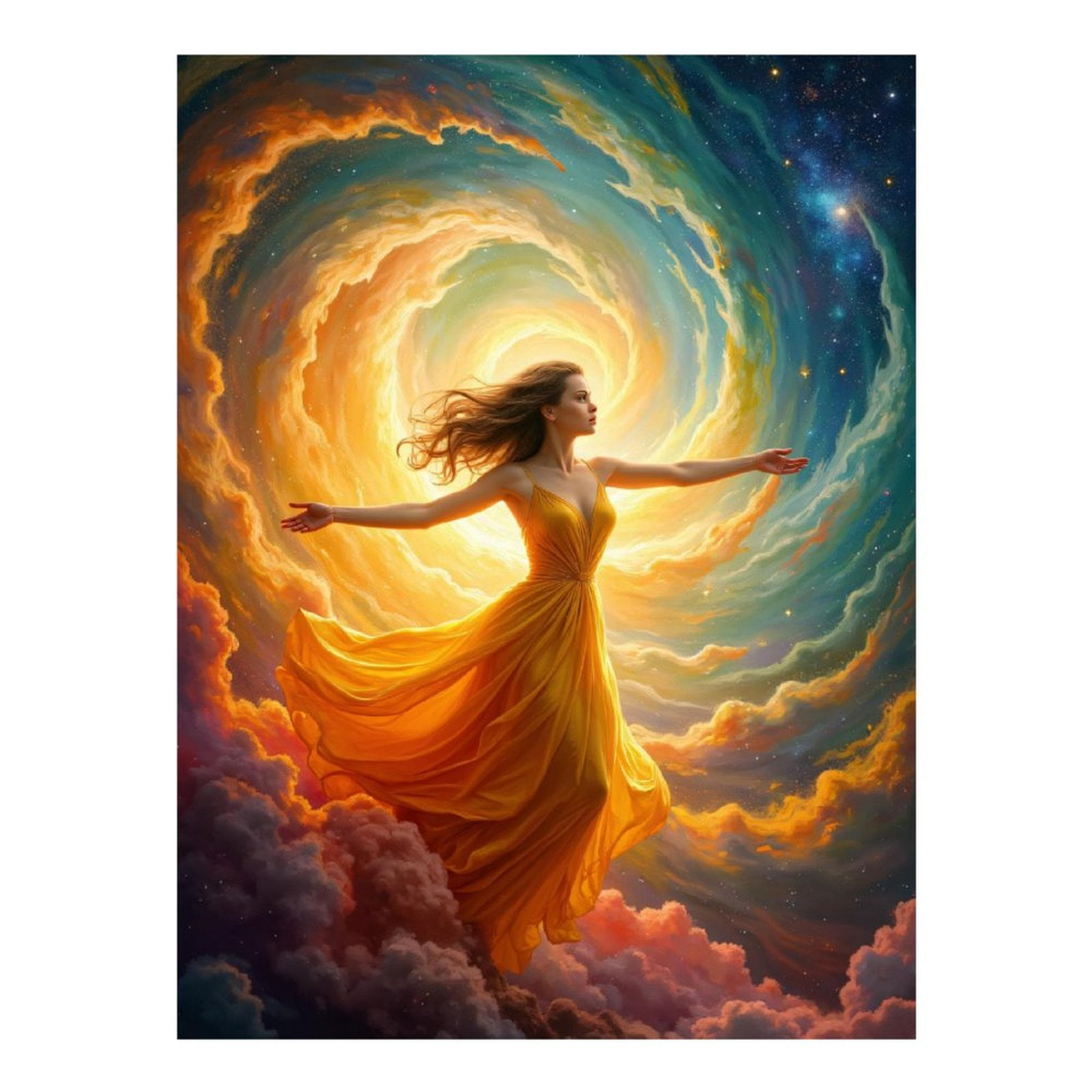 Diamond Art Kit for Adults, Woman Swirling Clouds Universe Beauty ...