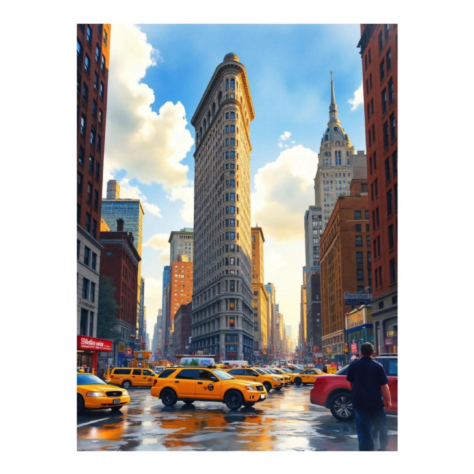Diamond Art Kit for Adults, Yellow Cabs Urban Architecture Cityscape ...