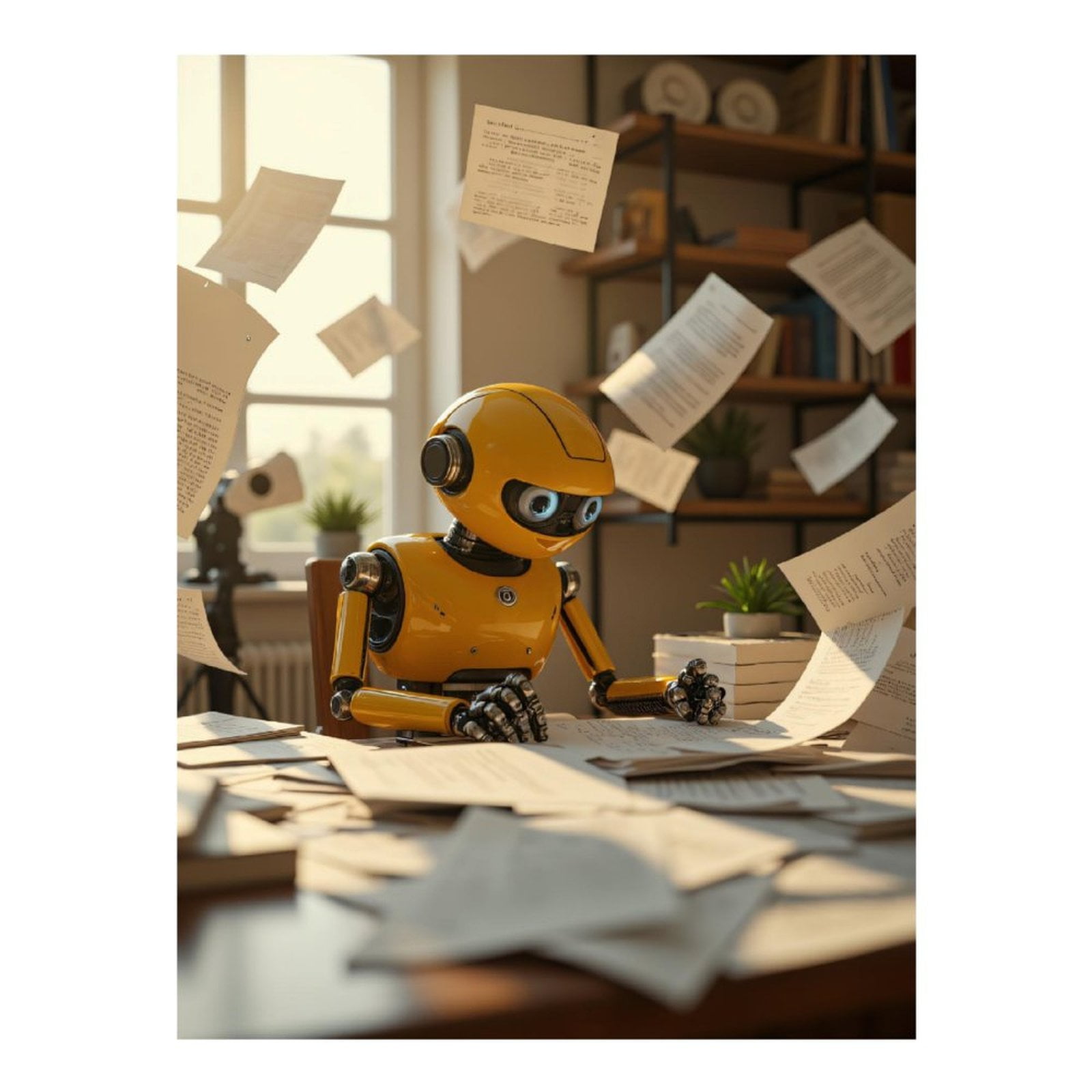 Diamond Art Kit for Adults, Yellow Robot Studying Papers Diamond ...