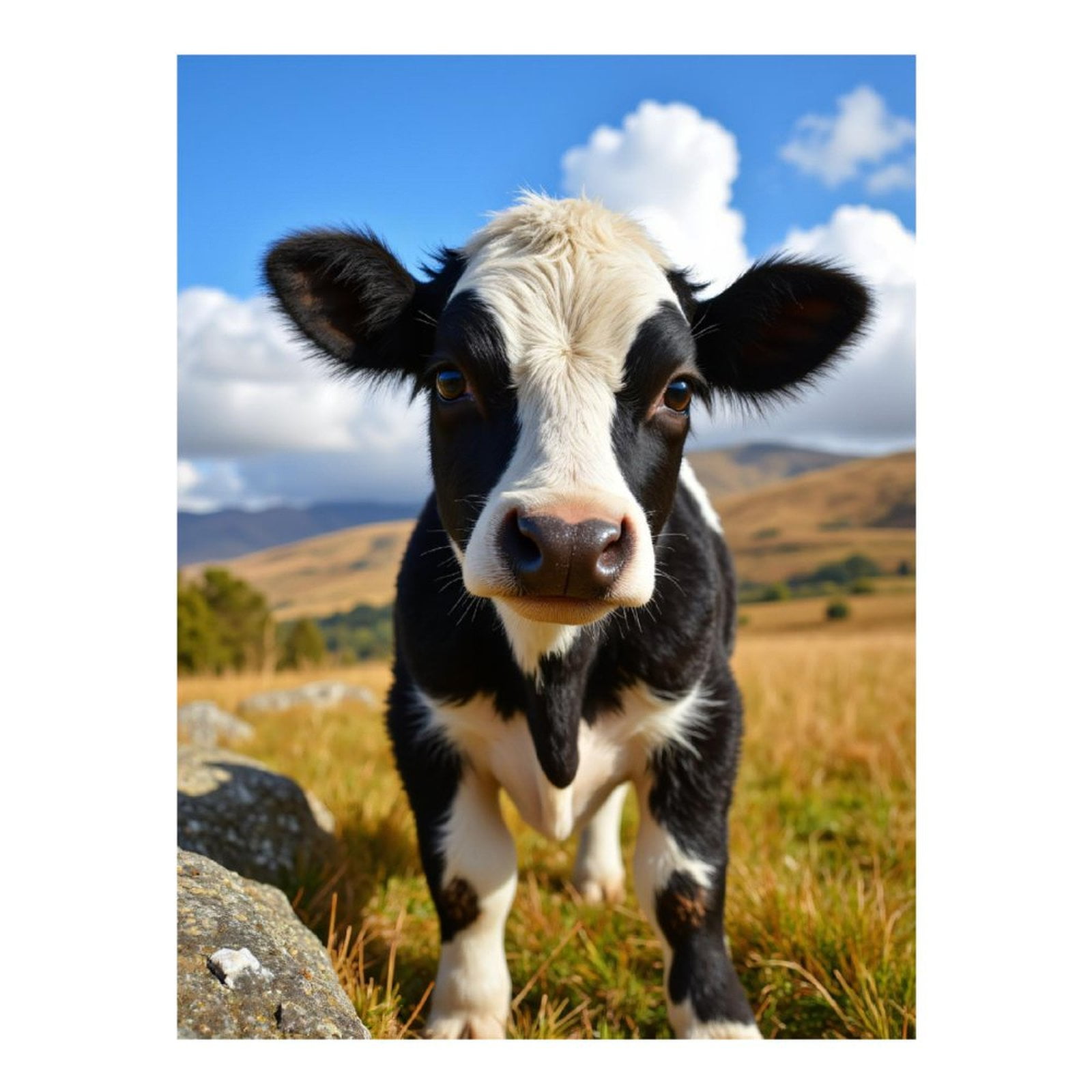 Diamond Art Kit for Adults, Young Calf In Scenic Meadow Diamond ...