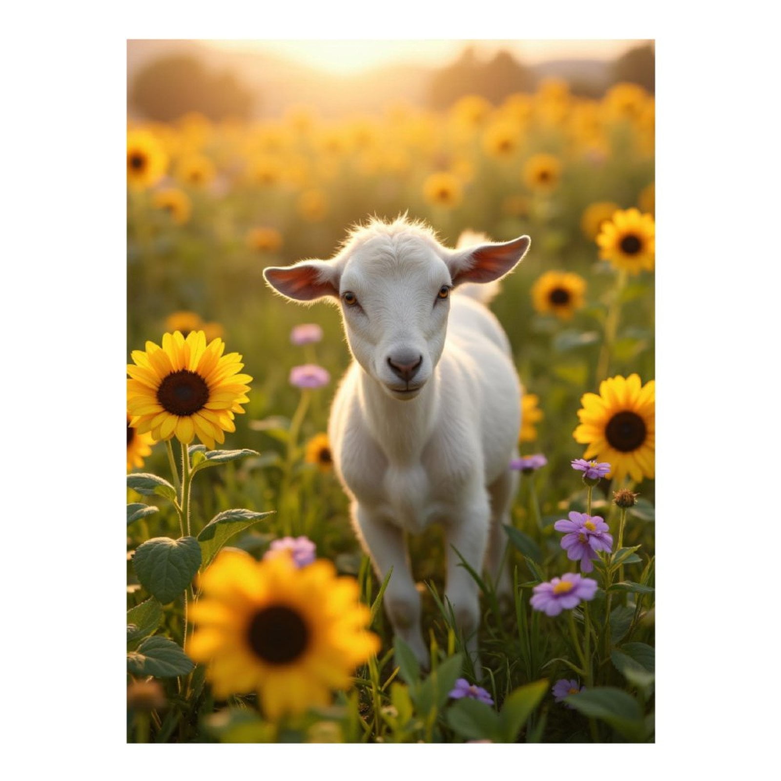 Diamond Art Kit for Adults, Young Goat Sunflower Meadow Bliss Diamond ...