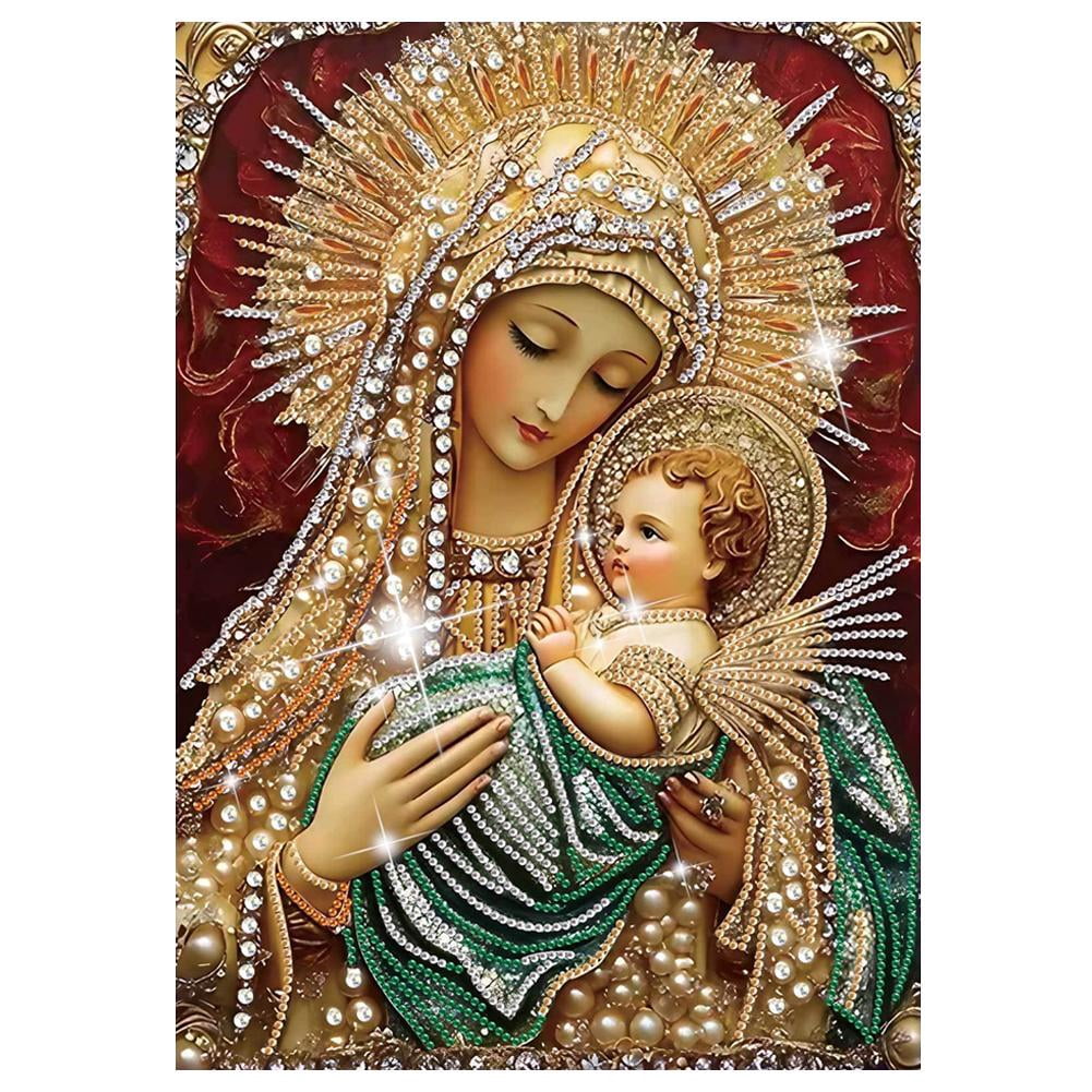 Diamond Art Kit Featuring Virgin Mary and Child for Stress-Relief and ...