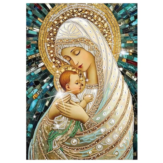 Diamond Art Kit - Virgin Mary and Child Design, 30x40cm Canvas, DIY ...