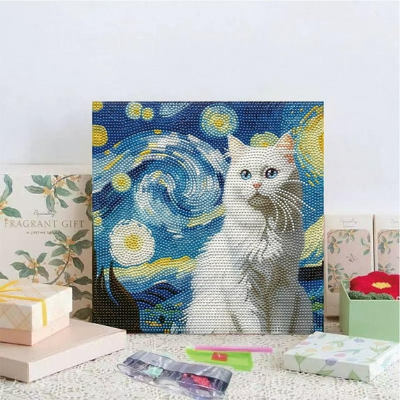 Diamond Art Kit for Adults, Cat Theme DIY Diamond Painting Set, DIY ...