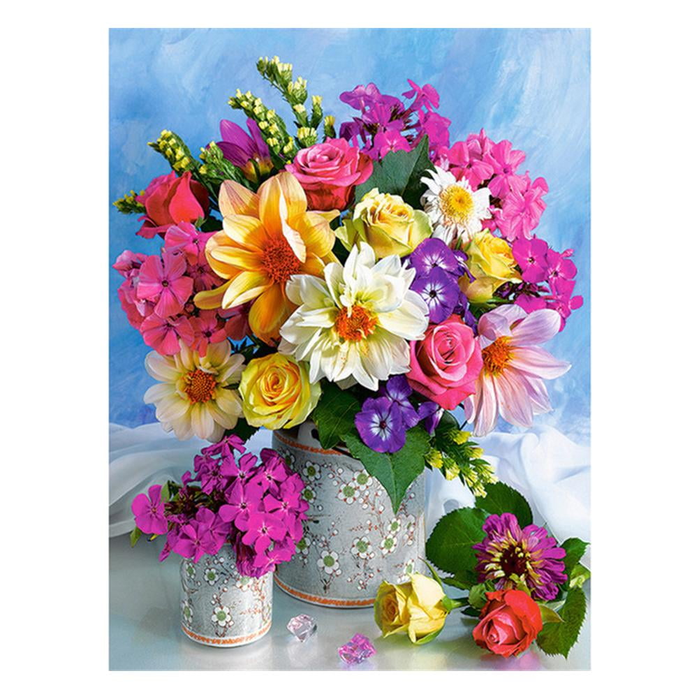 Diamond Art Kits – 5D Flowers and Rose Bouquet in Vase, Crystal Dot ...