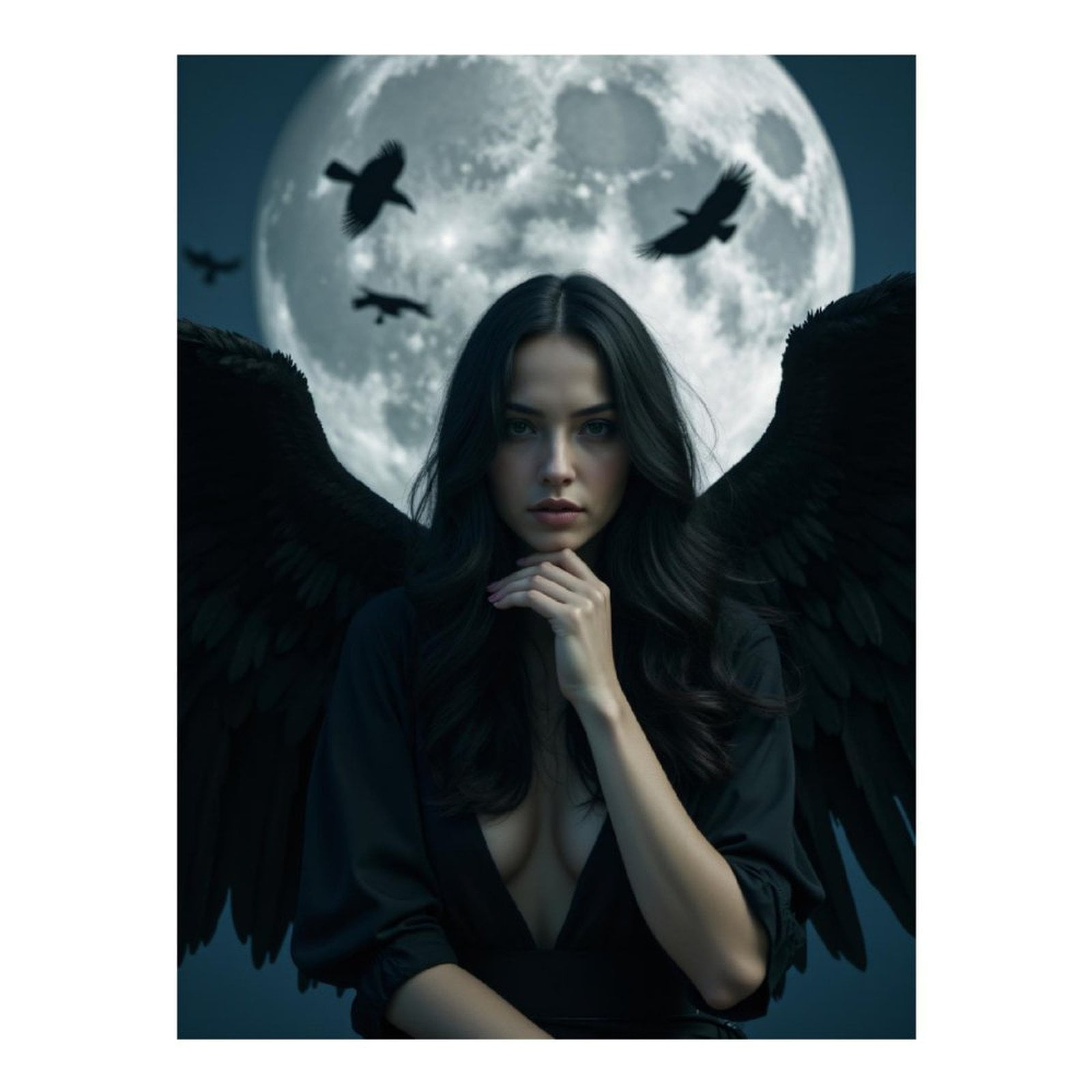 Diamond Art Kits for Adults - 5d Angel With Dark Wings Moon Ravens ...