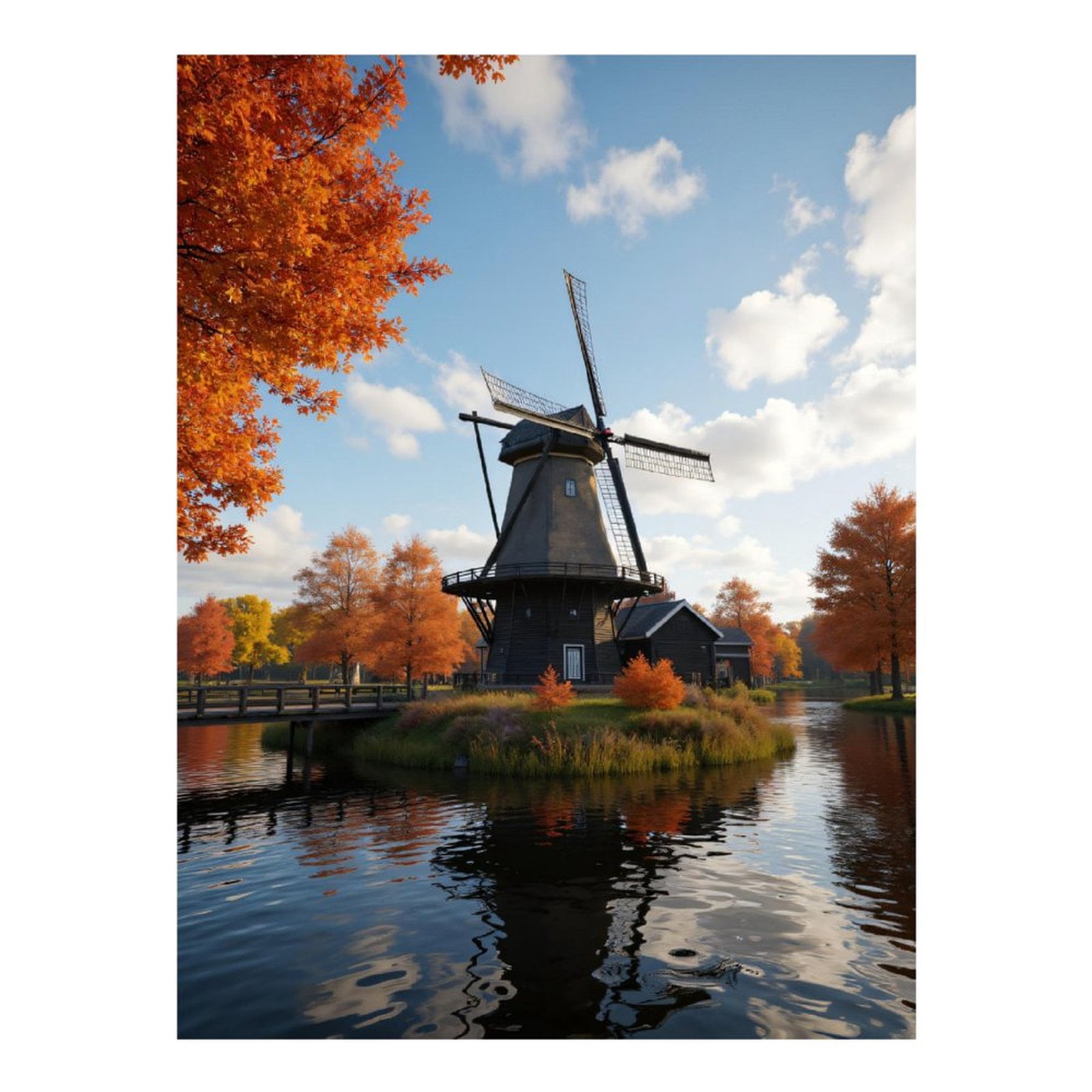 Diamond Art Kits for Adults - 5d Autumn Windmill Reflective Water ...
