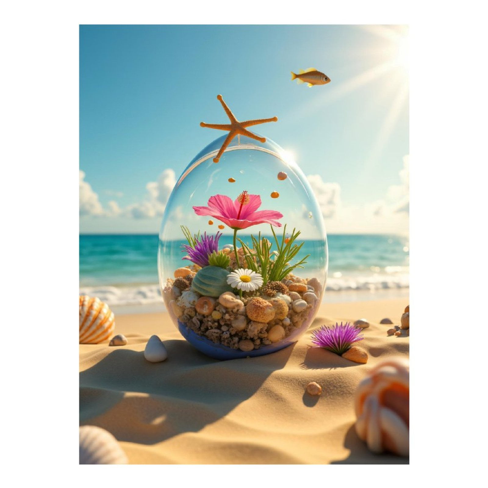 Diamond Art Kits for Adults - 5d Beach Terrarium Summer Seashells Scene ...